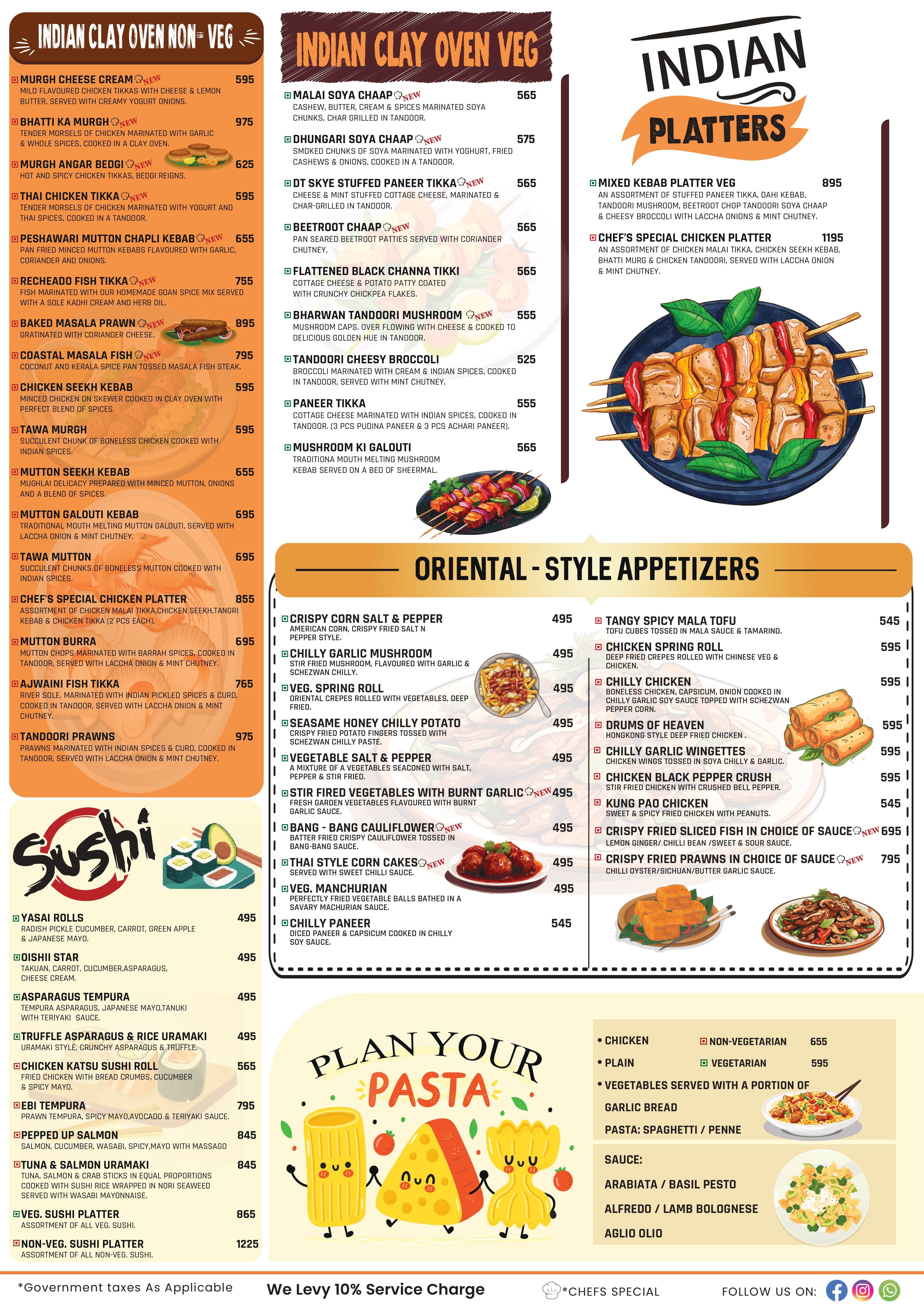 Menu of Downtown Skye Alfresco & Brewery, Sector 54, Gurgaon