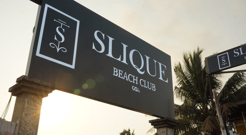 Menu of Slique Beach Club, Vagator, North Goa