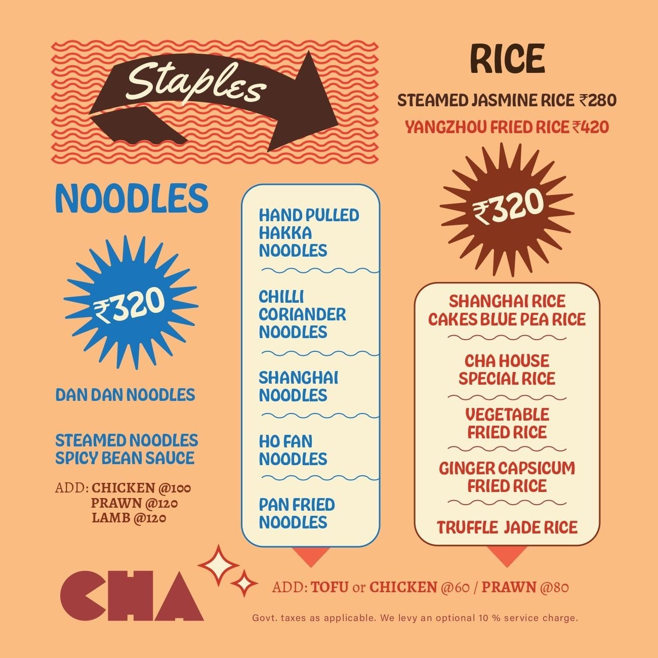 Menu of CHA, Phoenix Mall Of Asia, Yelahanka, Bengaluru