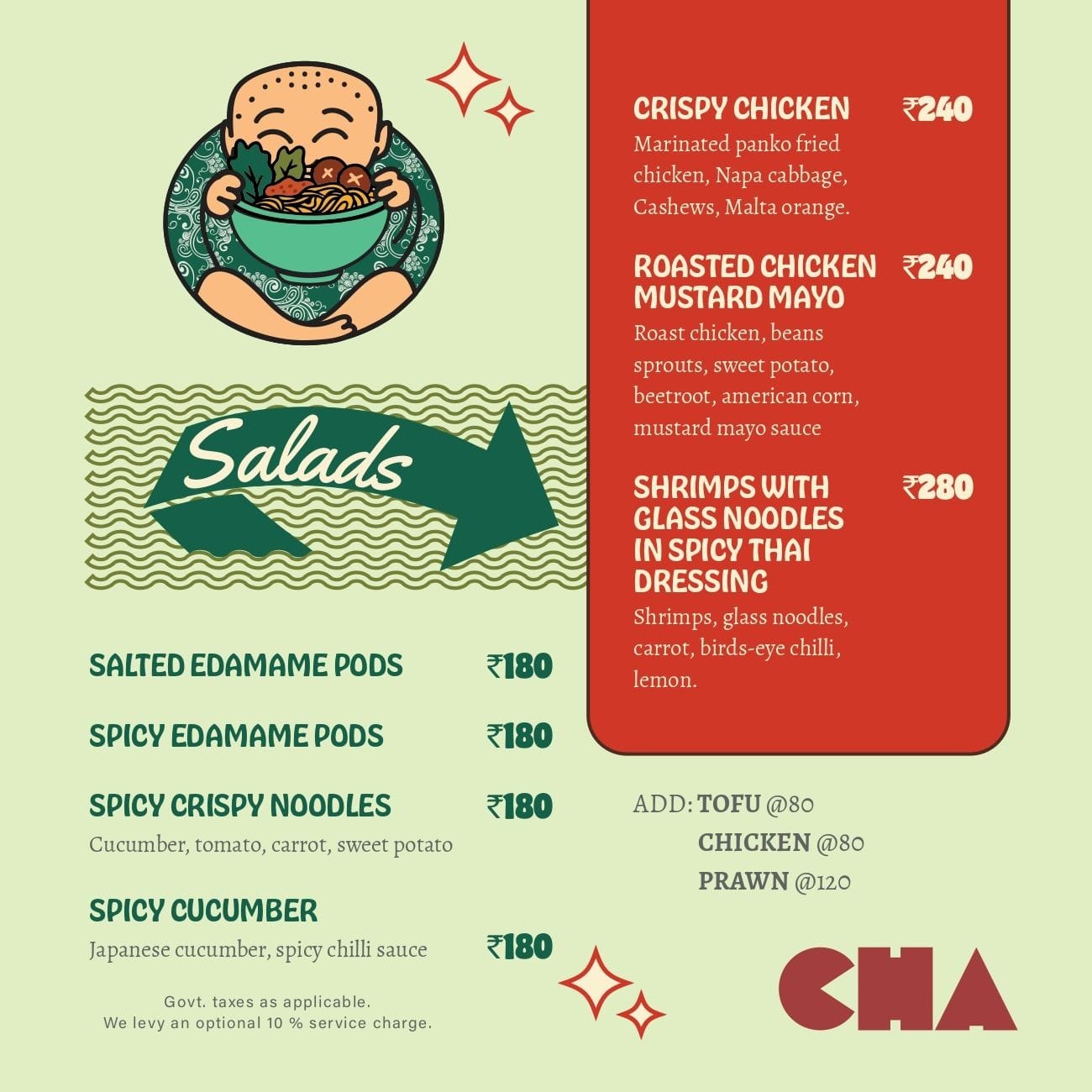 Menu of CHA, Phoenix Mall Of Asia, Yelahanka, Bengaluru