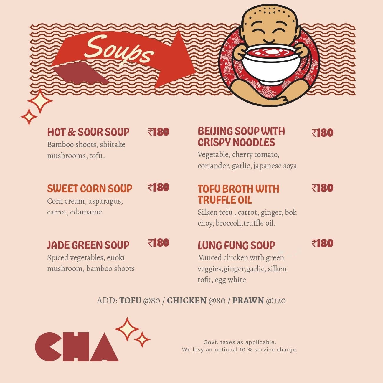 Menu of CHA, Phoenix Mall Of Asia, Yelahanka, Bengaluru