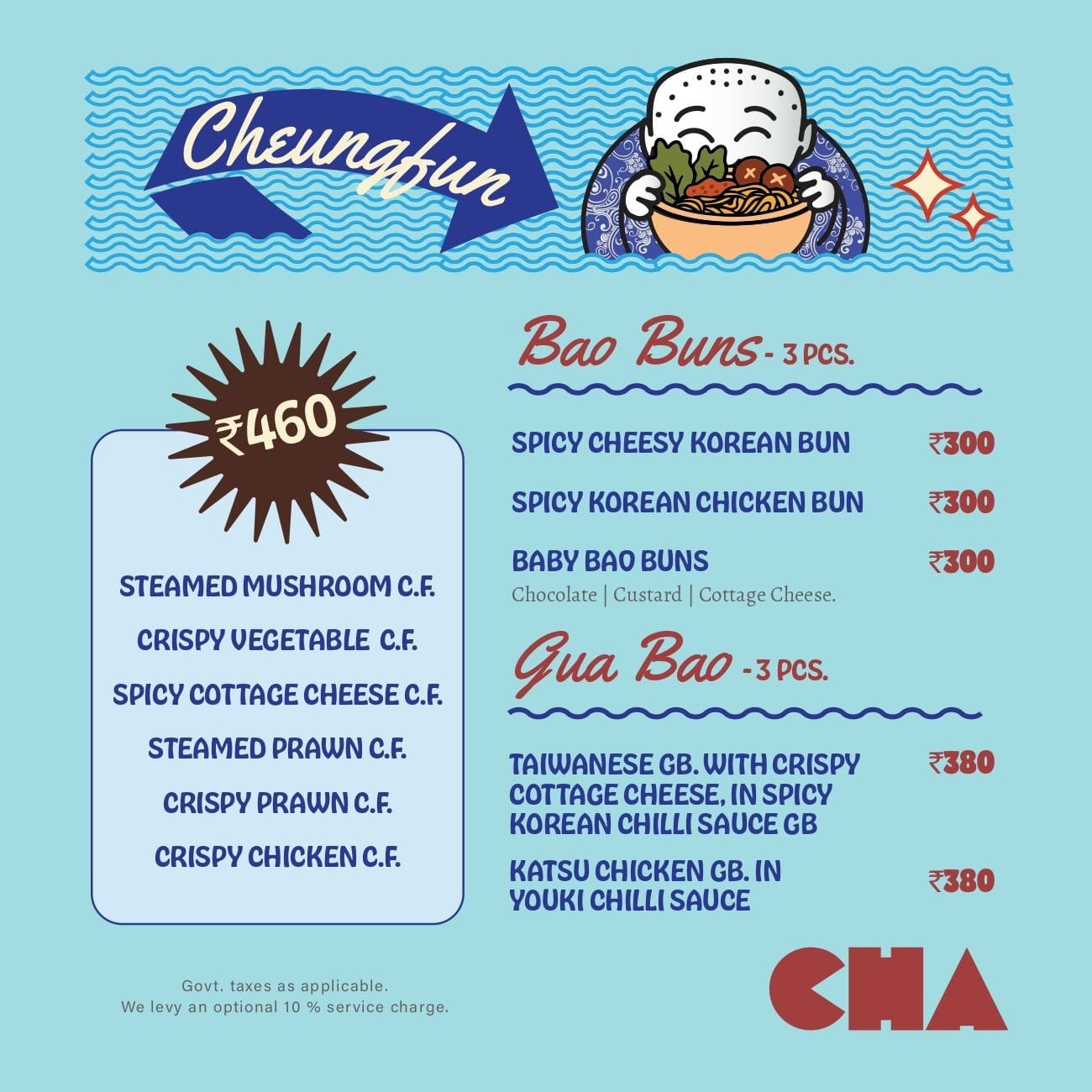 Menu of CHA, Phoenix Mall Of Asia, Yelahanka, Bengaluru