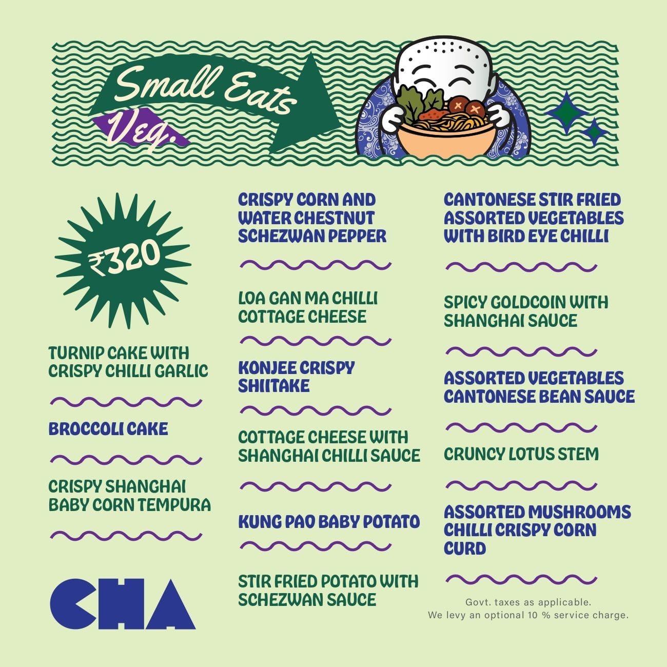 Menu of CHA, Phoenix Mall Of Asia, Yelahanka, Bengaluru