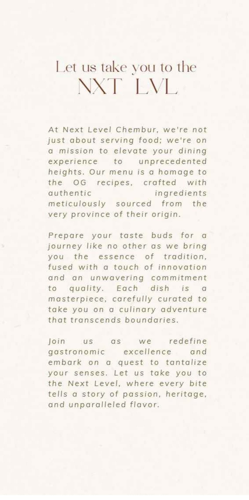 Menu of NXT-LVL, Chembur, Central Mumbai