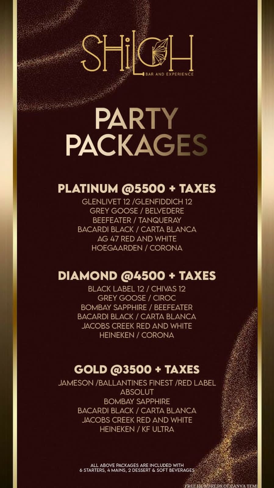 Menu of Shiloh, Andheri West, Western Suburbs