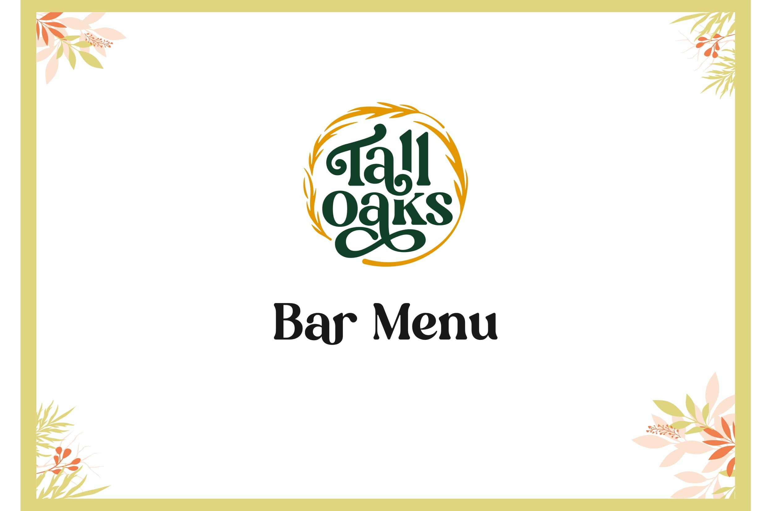 Menu of Tall Oaks, Seegehalli, East Bengaluru