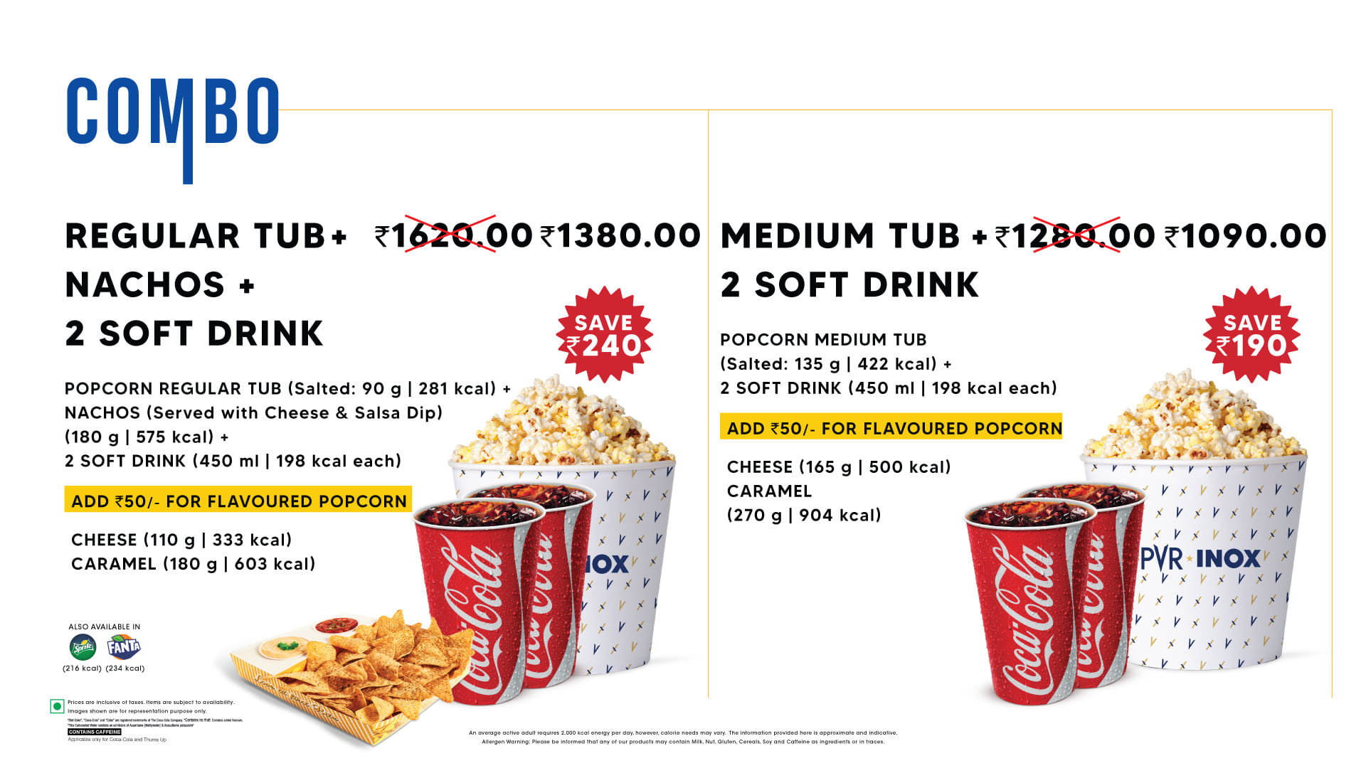 Menu of INOX, INOX Nehru Place, New Delhi