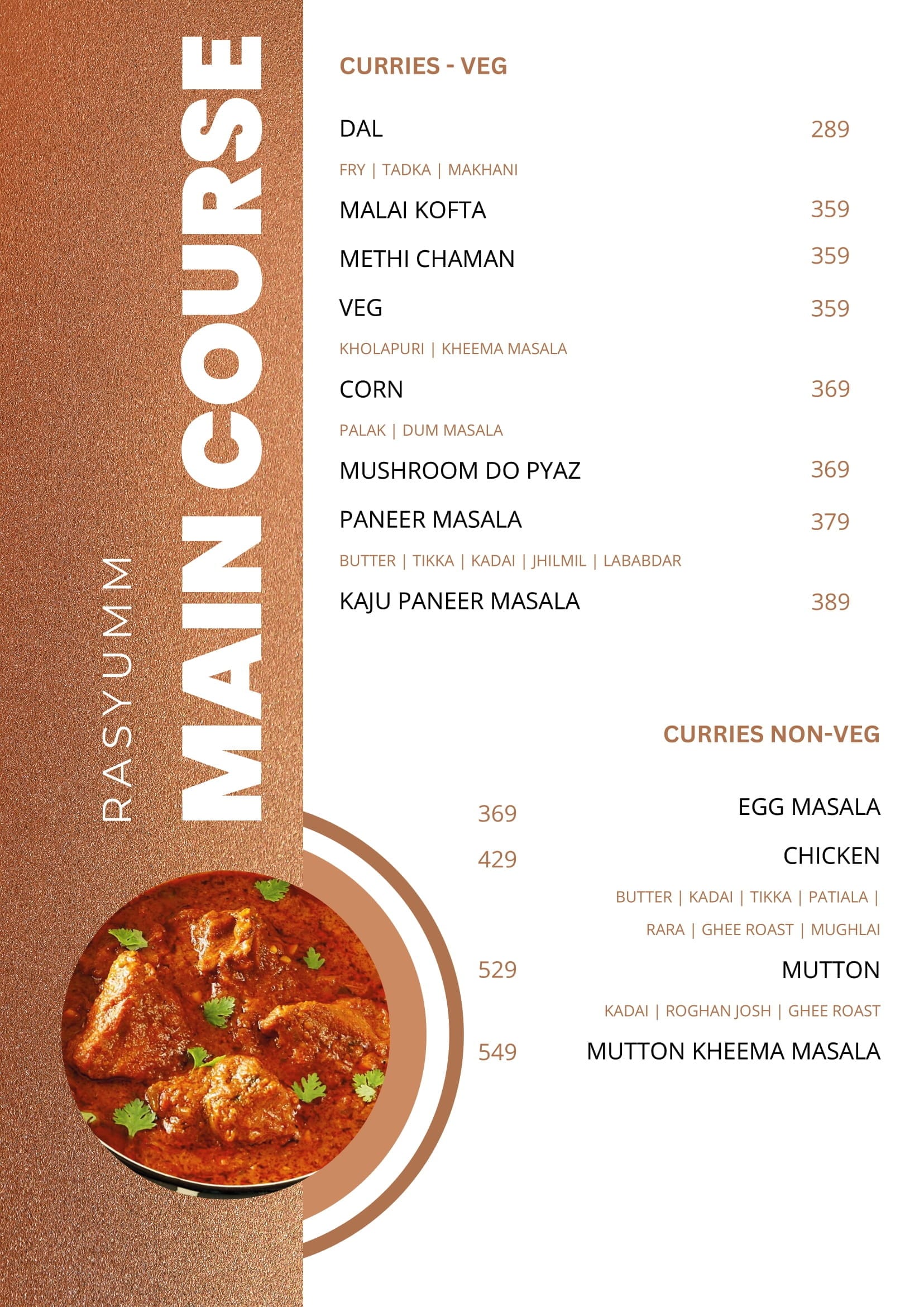 Menu of Rasyumm , Gachibowli, Hyderabad