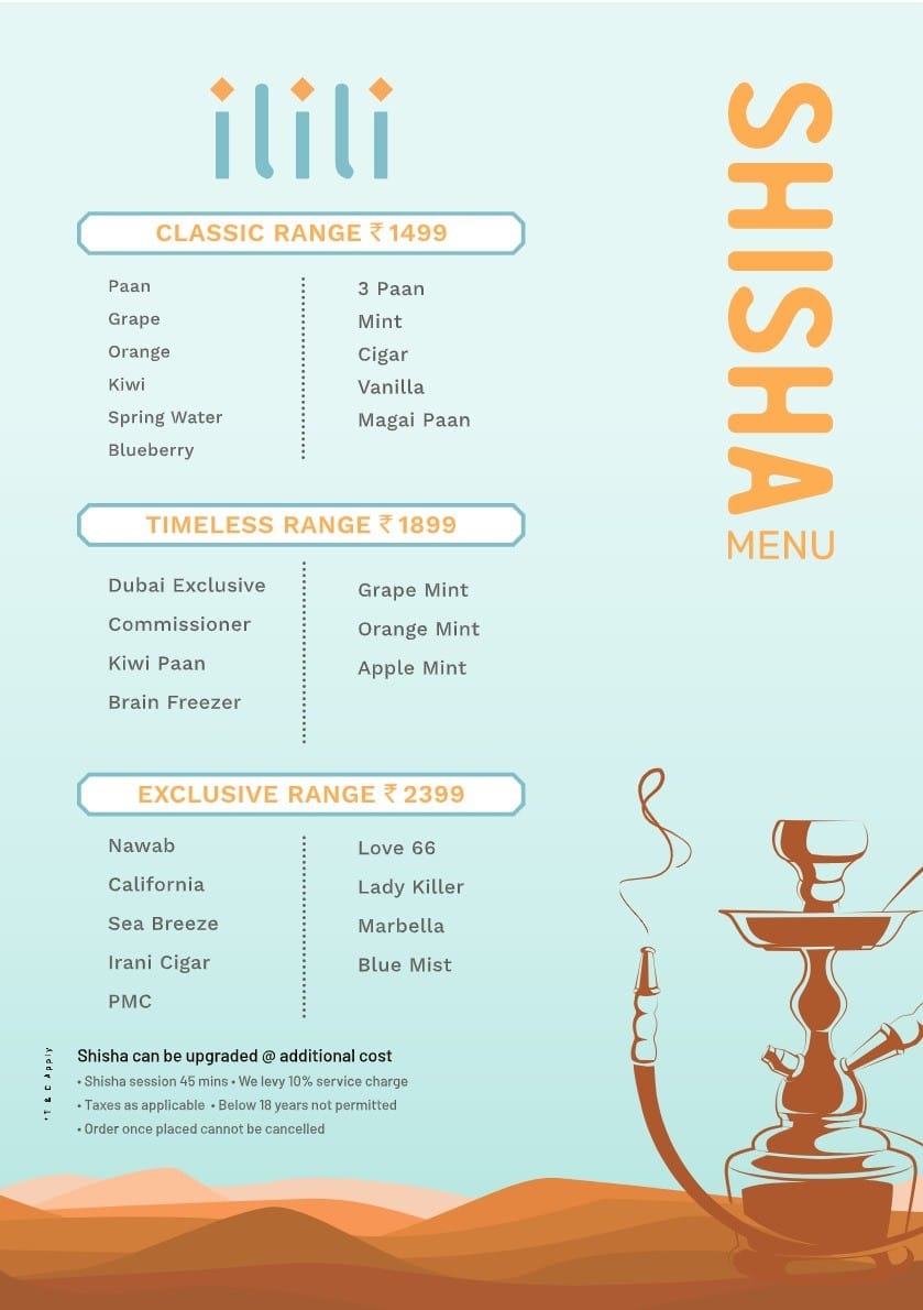 Menu of Ilili, Ramee Guestline Hotel, Mumbai