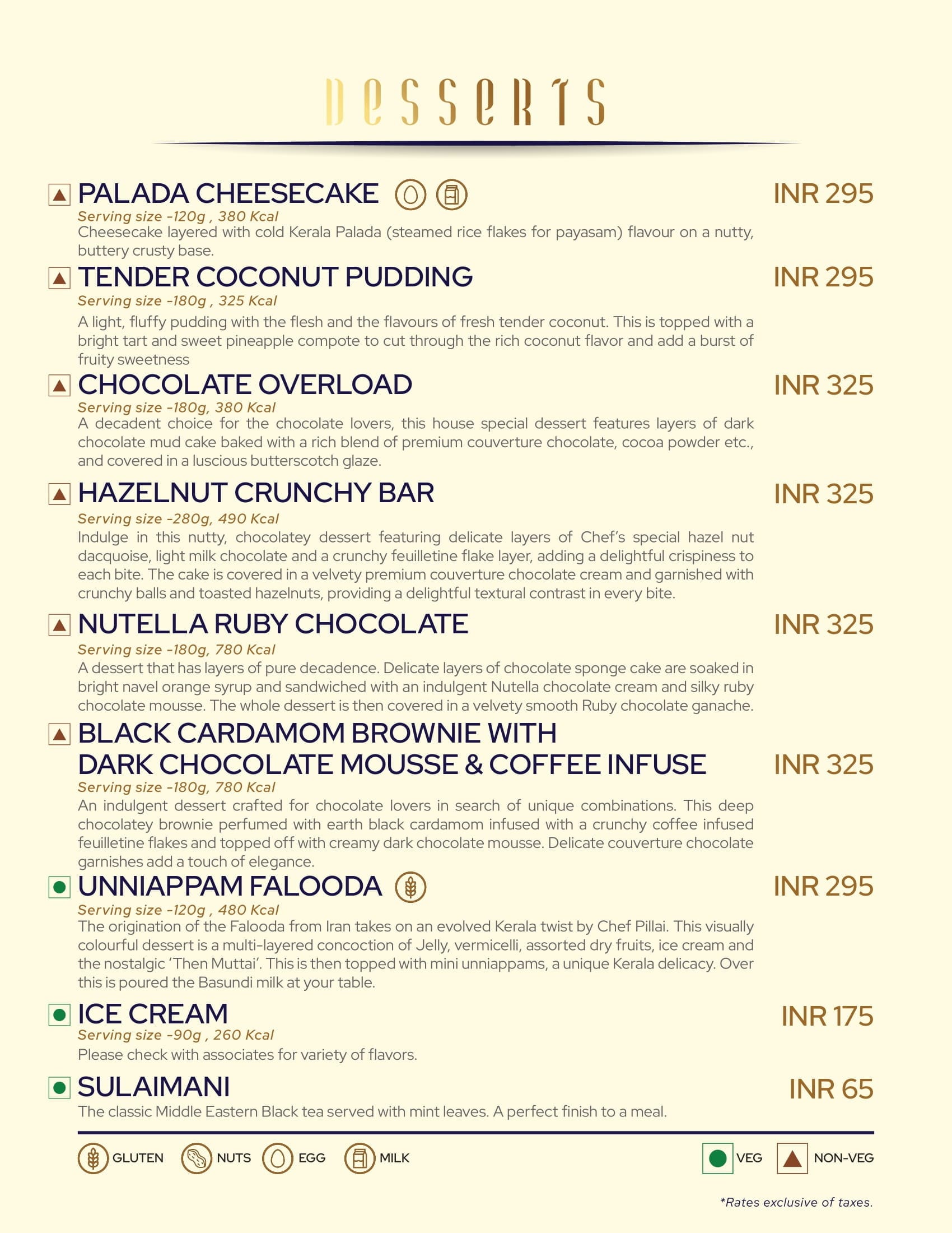 Menu of Restaurant Chef Pillai, Brigade Road, Central Bengaluru