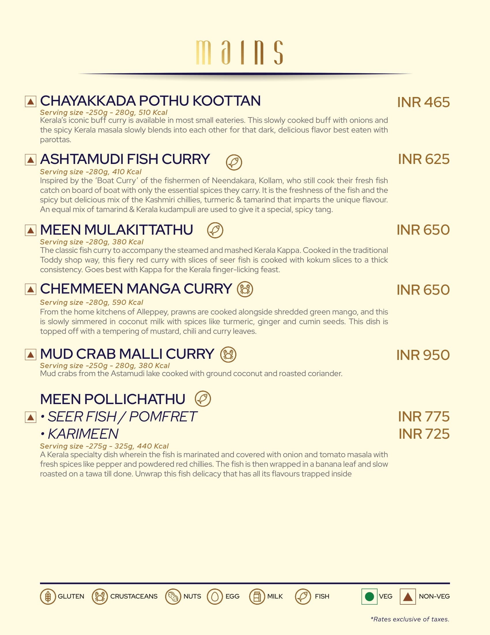 Menu of Restaurant Chef Pillai, Brigade Road, Central Bengaluru