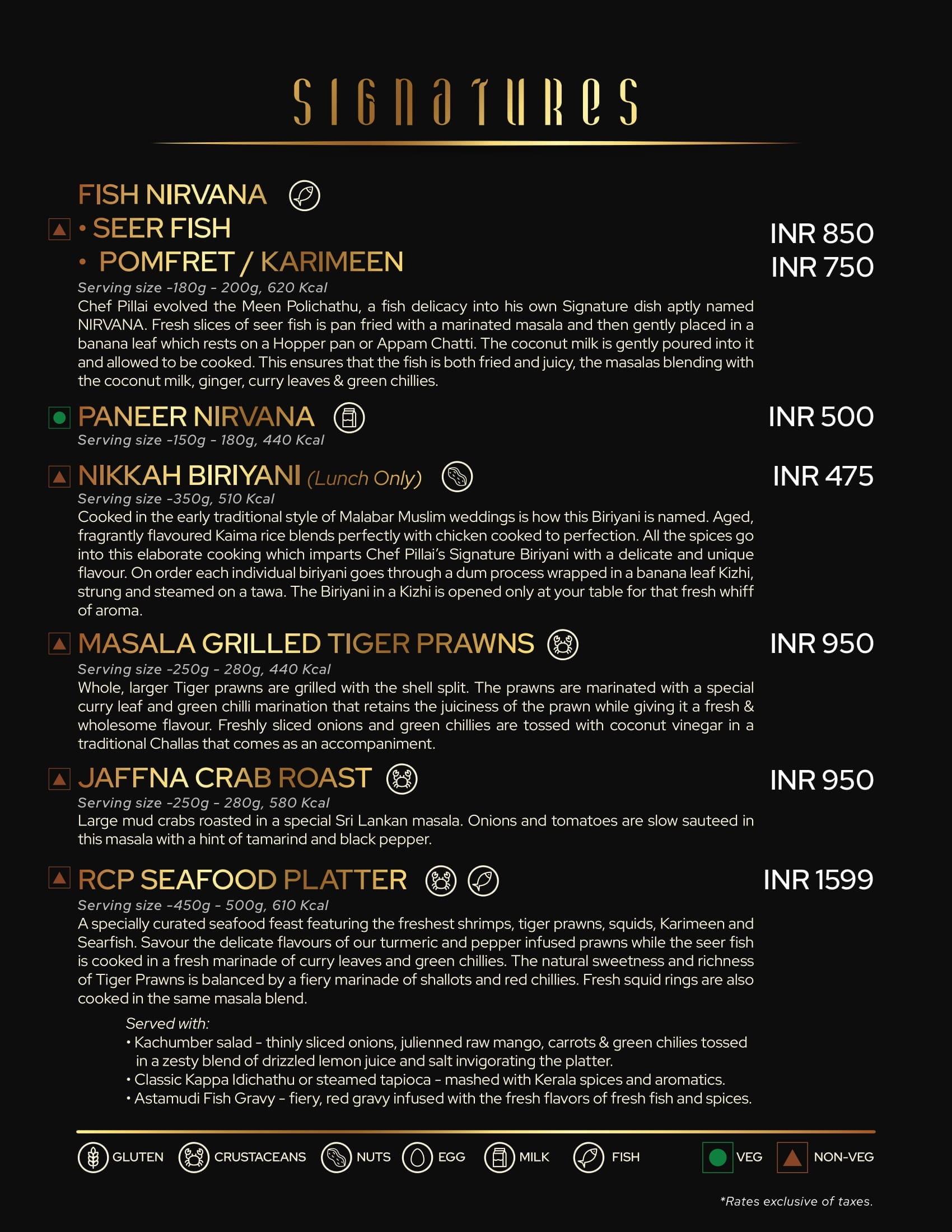 Menu of Restaurant Chef Pillai, Brigade Road, Central Bengaluru