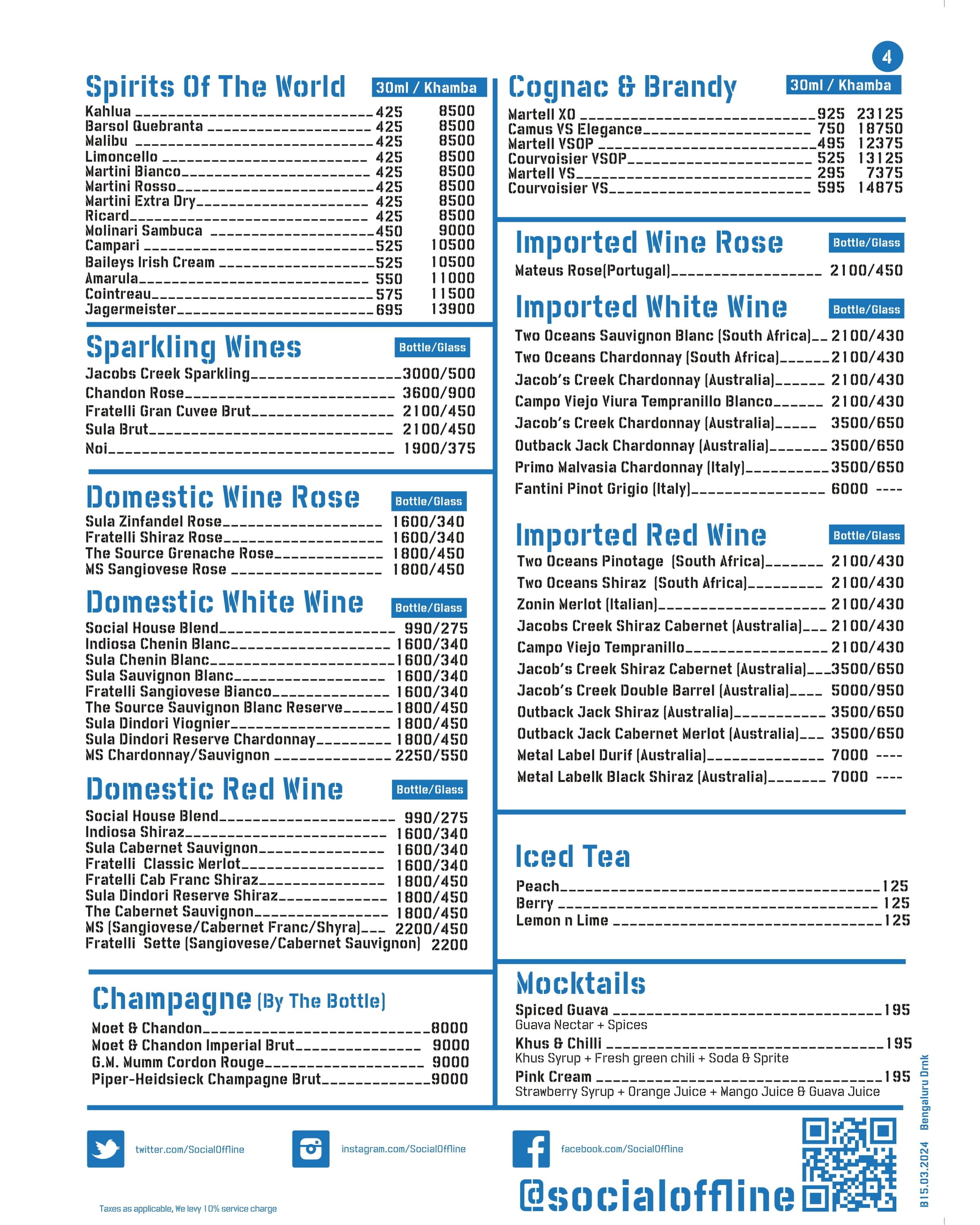 Menu of Bellandur Social, Bellandur, South Bengaluru