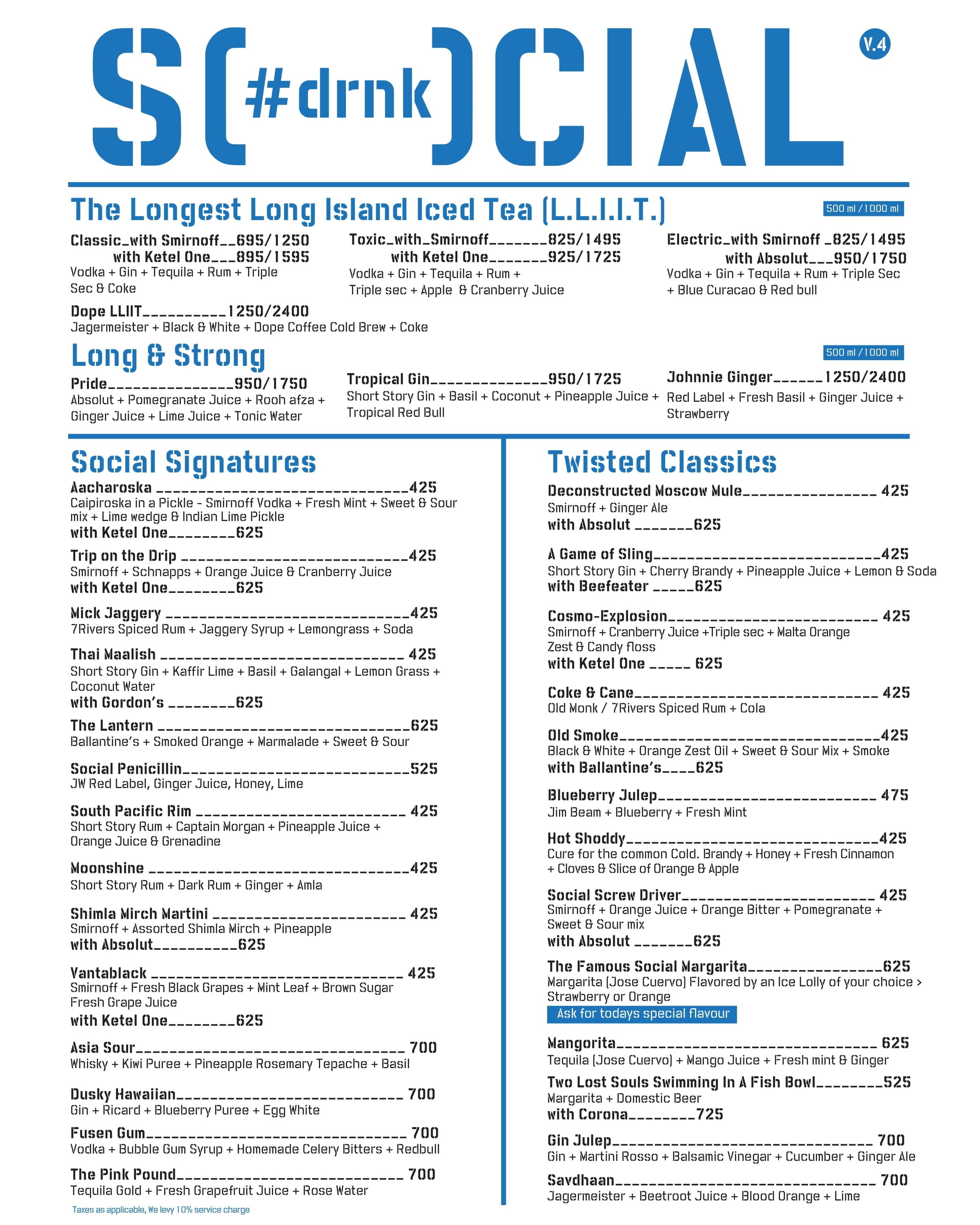 Menu of Bellandur Social, Bellandur, South Bengaluru
