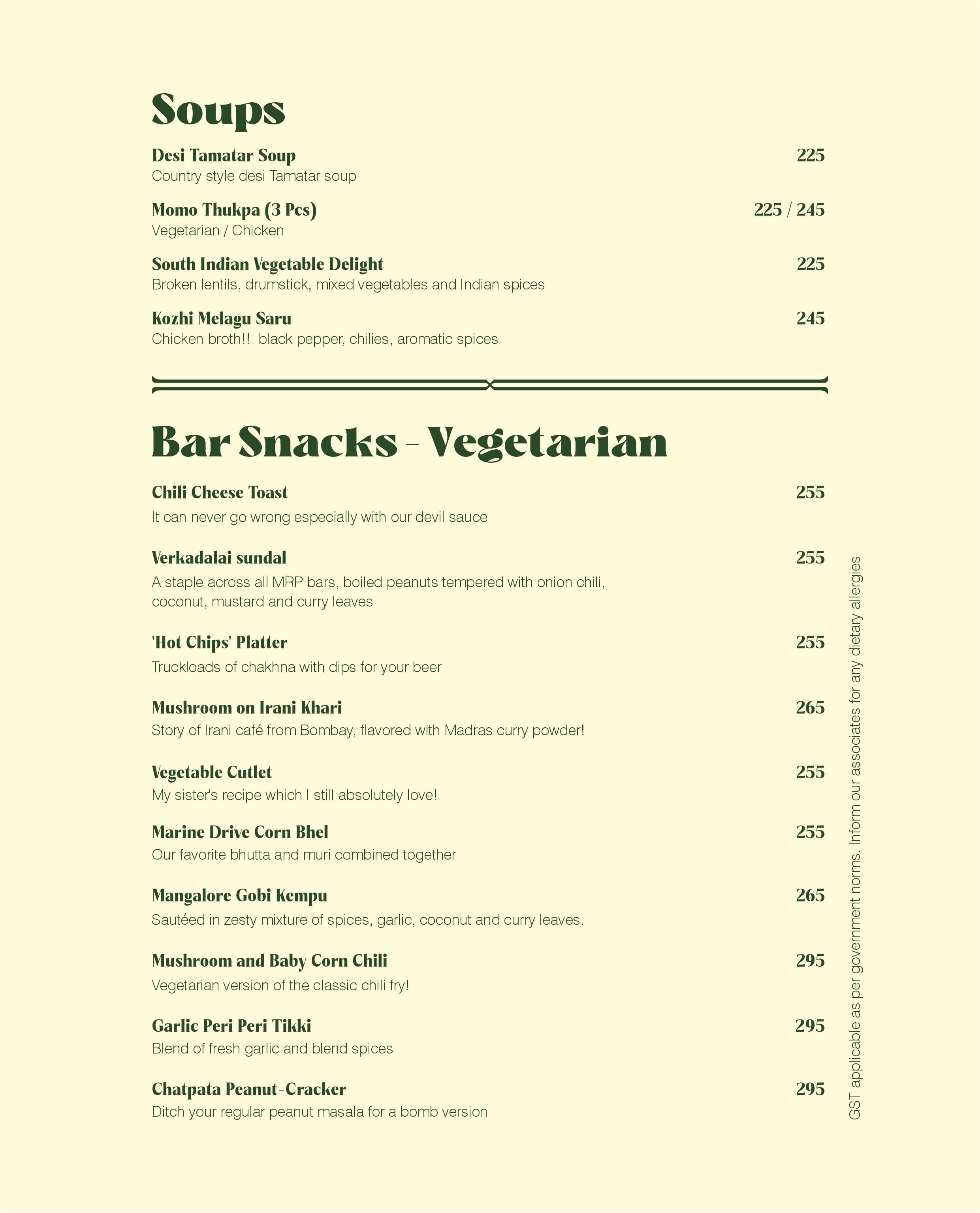 Menu of The Palms Brew & Kitchen, JP Nagar, South Bengaluru