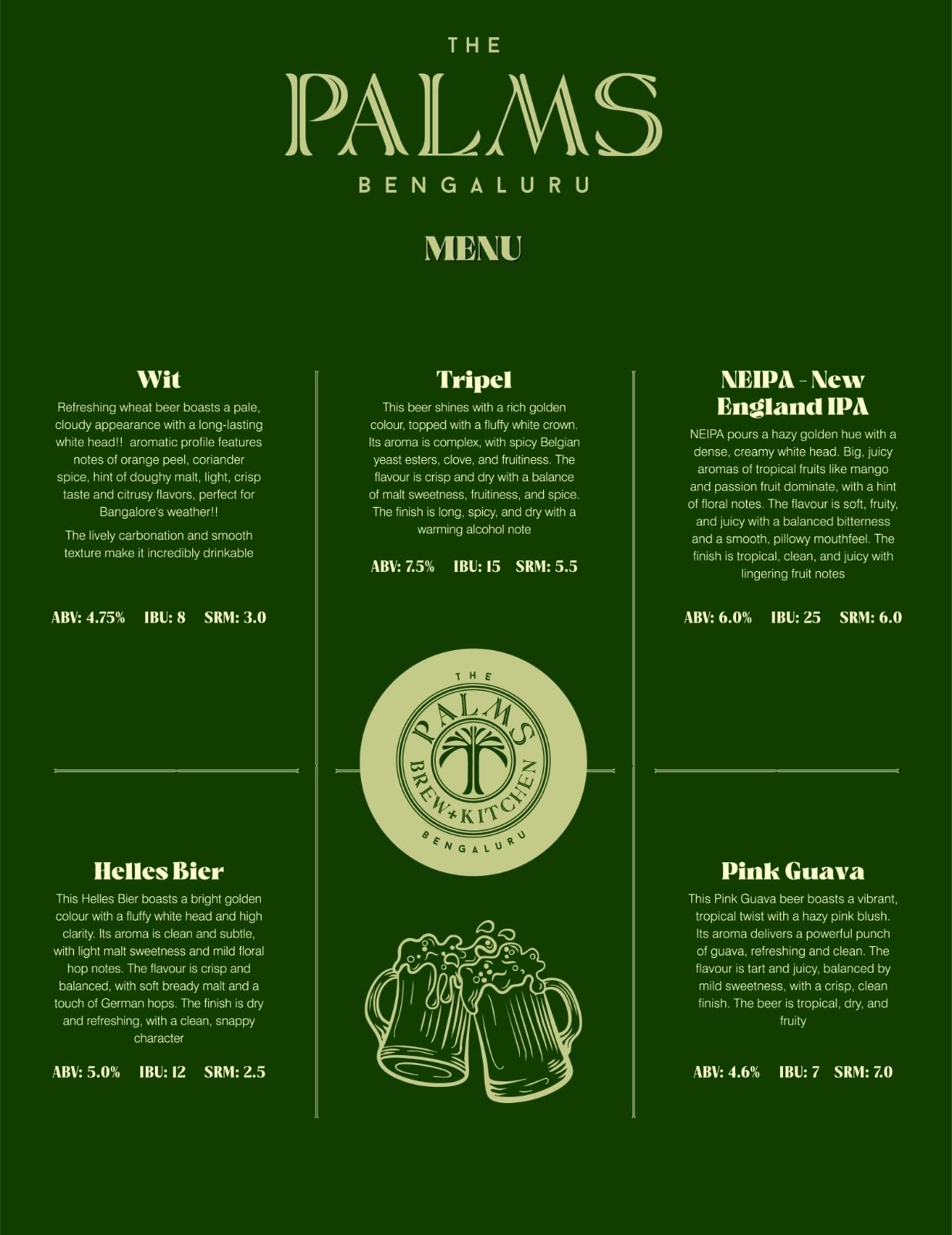 Menu of The Palms Brew & Kitchen, JP Nagar, South Bengaluru