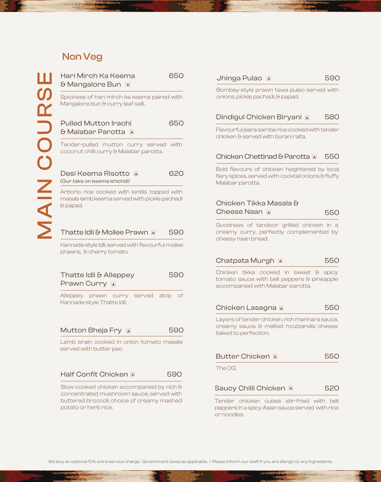 Menu of Forefathers, Road No. 45, Jubilee Hills, Hyderabad