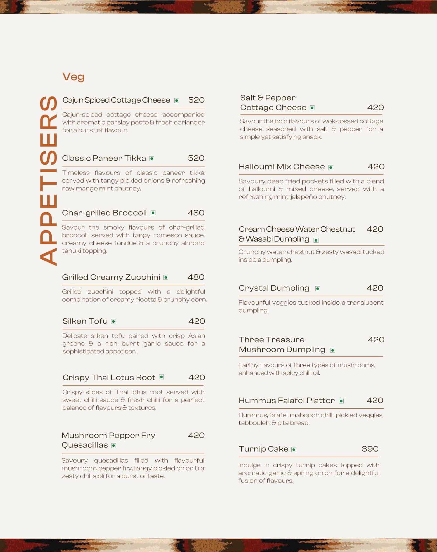 Menu of Forefathers, Road No. 45, Jubilee Hills, Hyderabad
