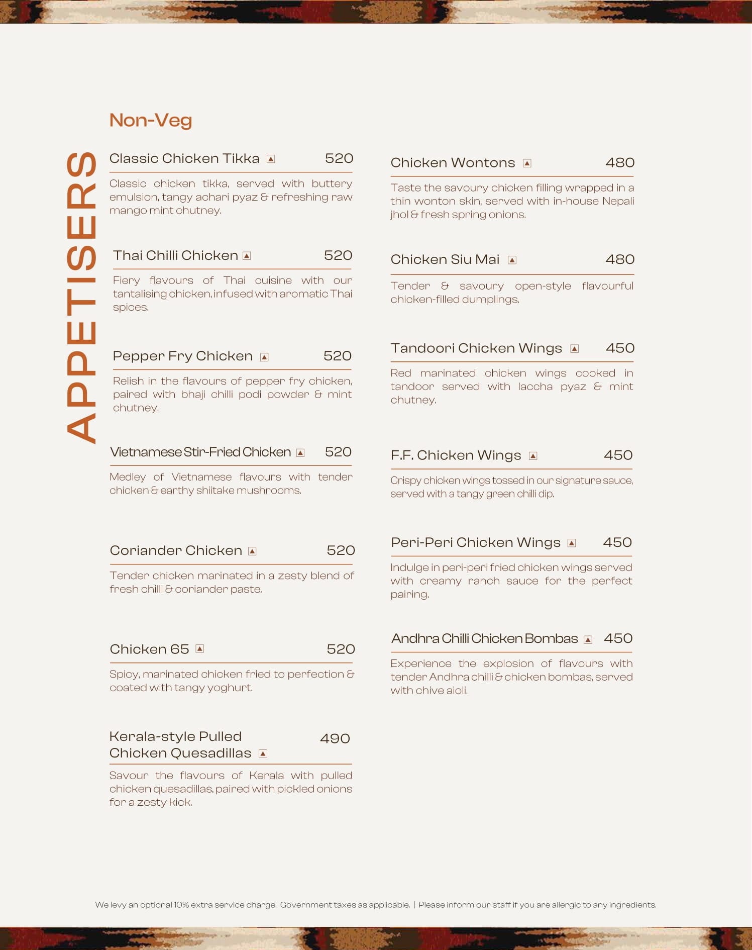 Menu of Forefathers, Road No. 45, Jubilee Hills, Hyderabad
