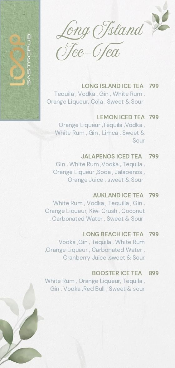 Menu of LOOP - Gastropub, Lalpur, Ranchi