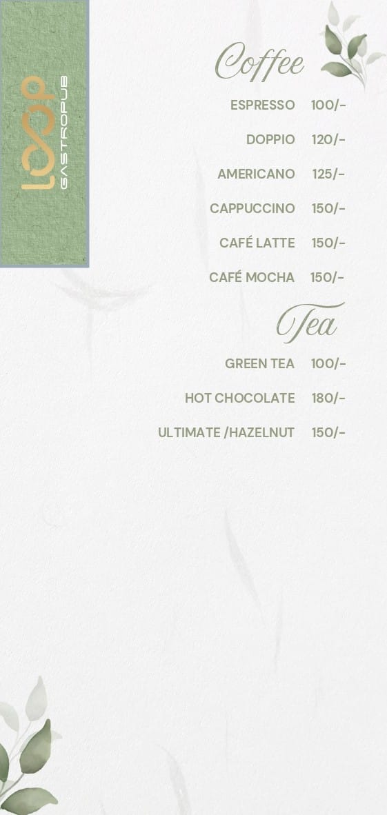 Menu of LOOP - Gastropub, Lalpur, Ranchi