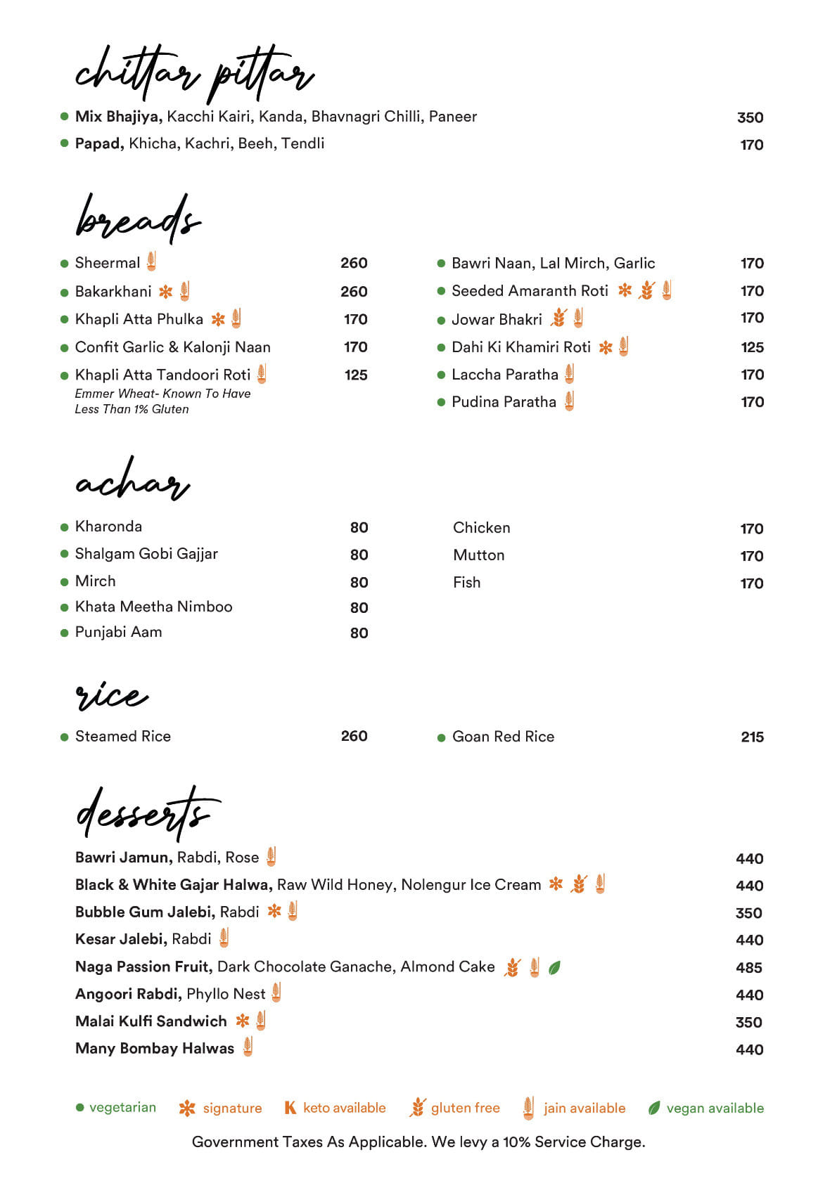 Menu of Bawri, Bandra Kurla Complex (BKC), Western Suburbs