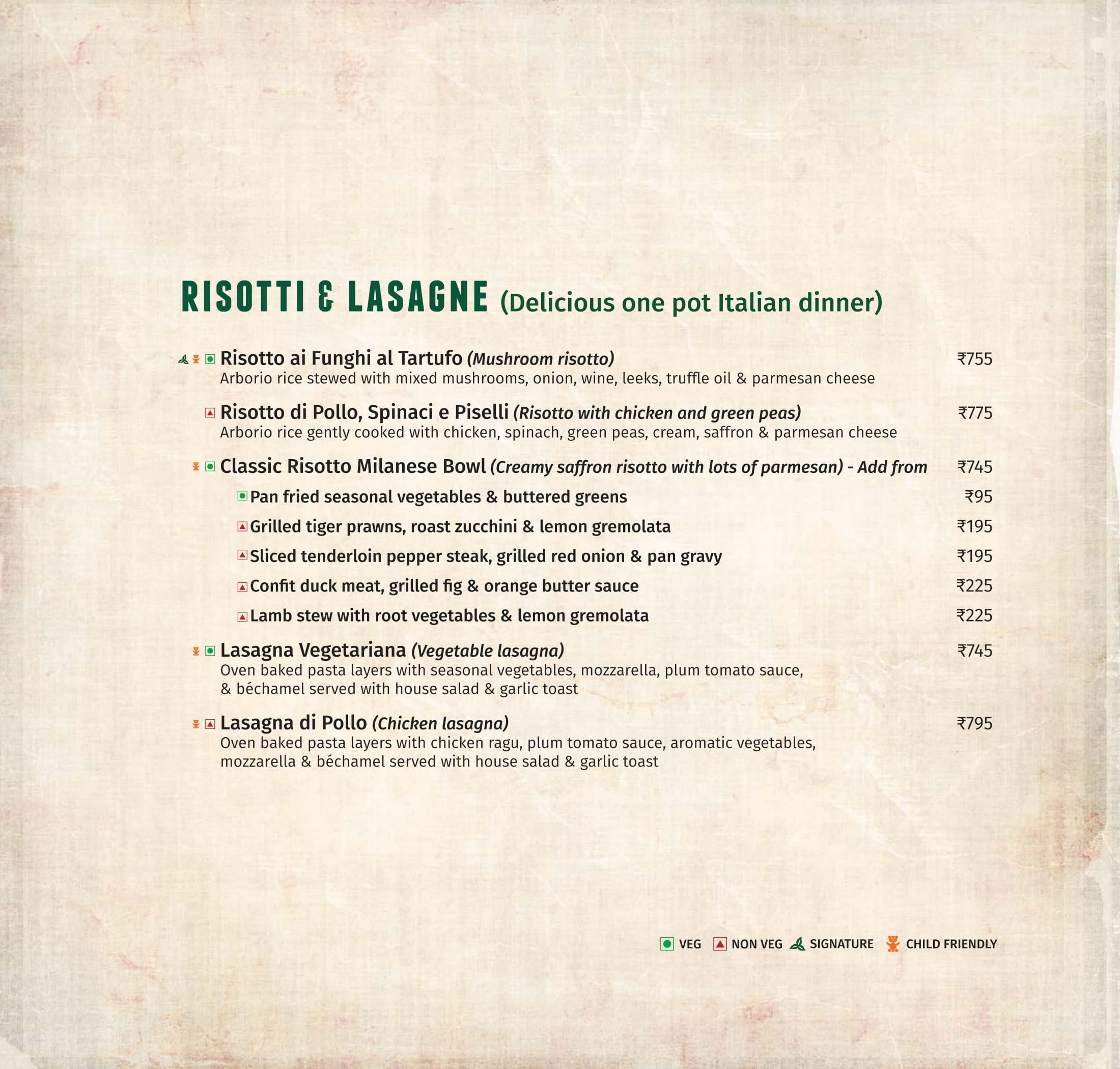 Menu of Toscano, Hitech City, Hyderabad