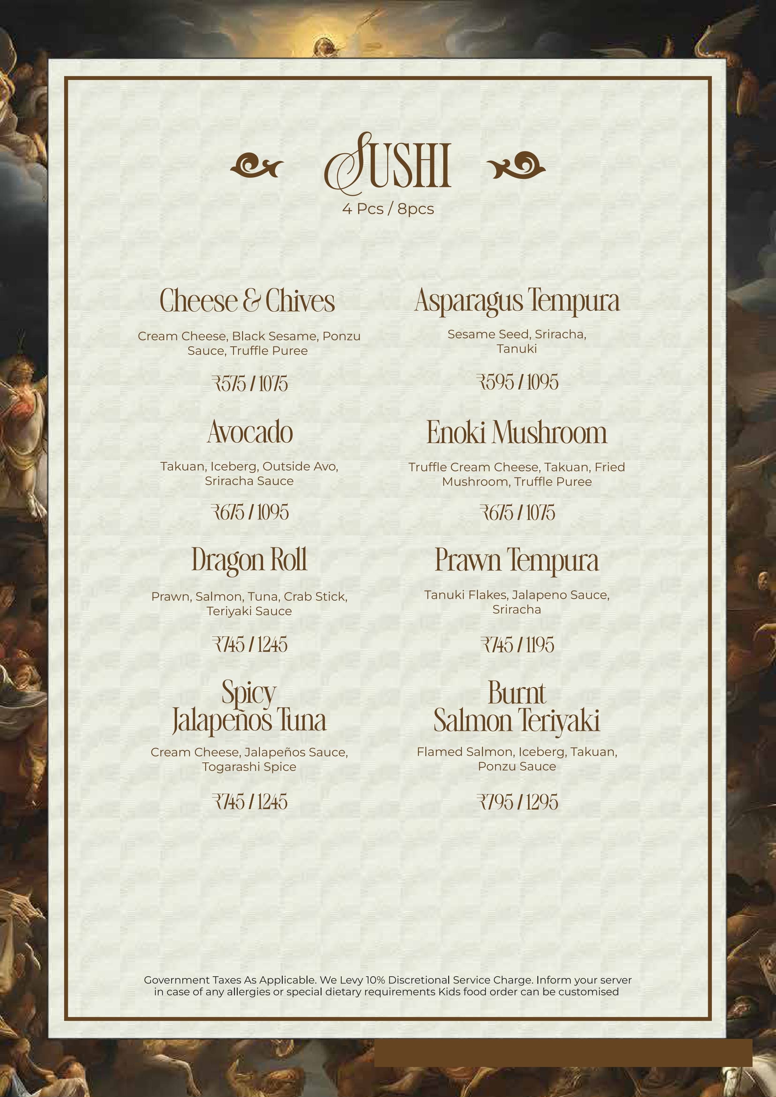 Menu of Begeterre, Sector 43, Gurgaon