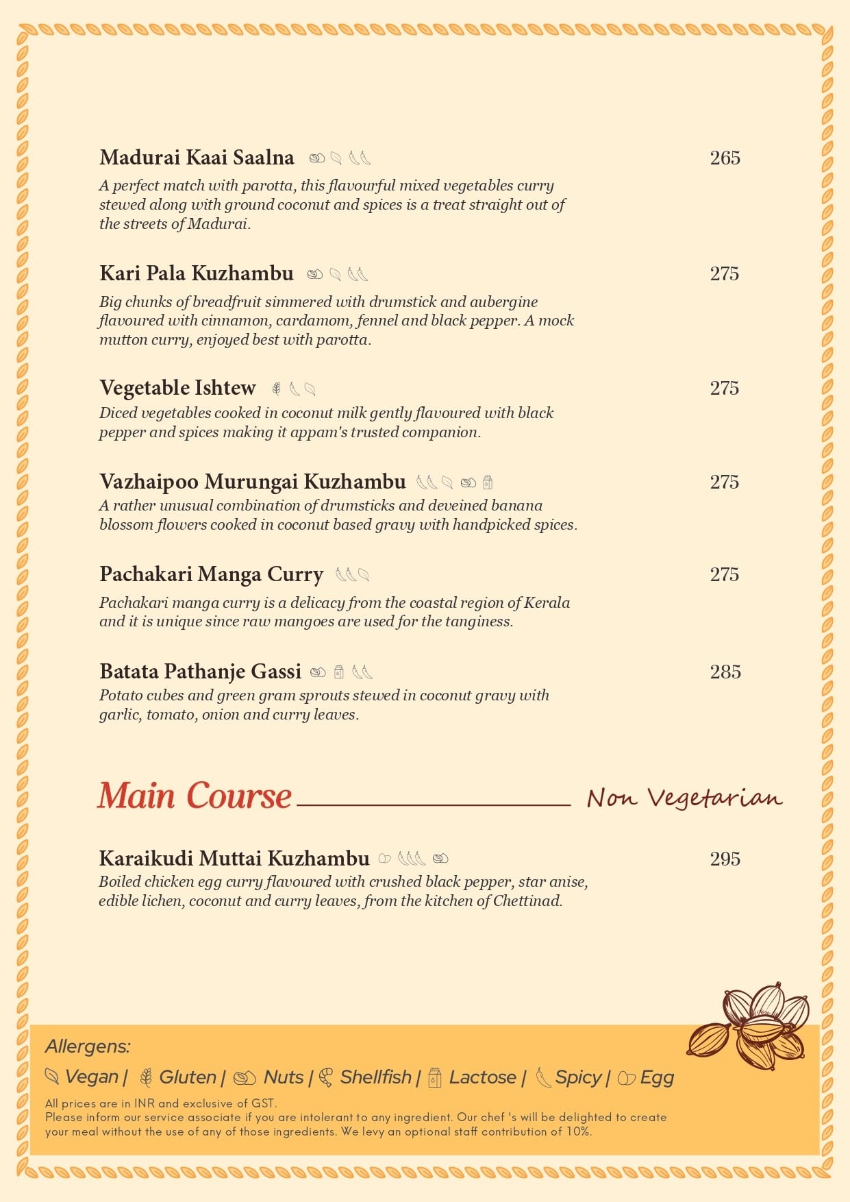 Menu of Rasanai, Pappanaickenpalayam, Coimbatore