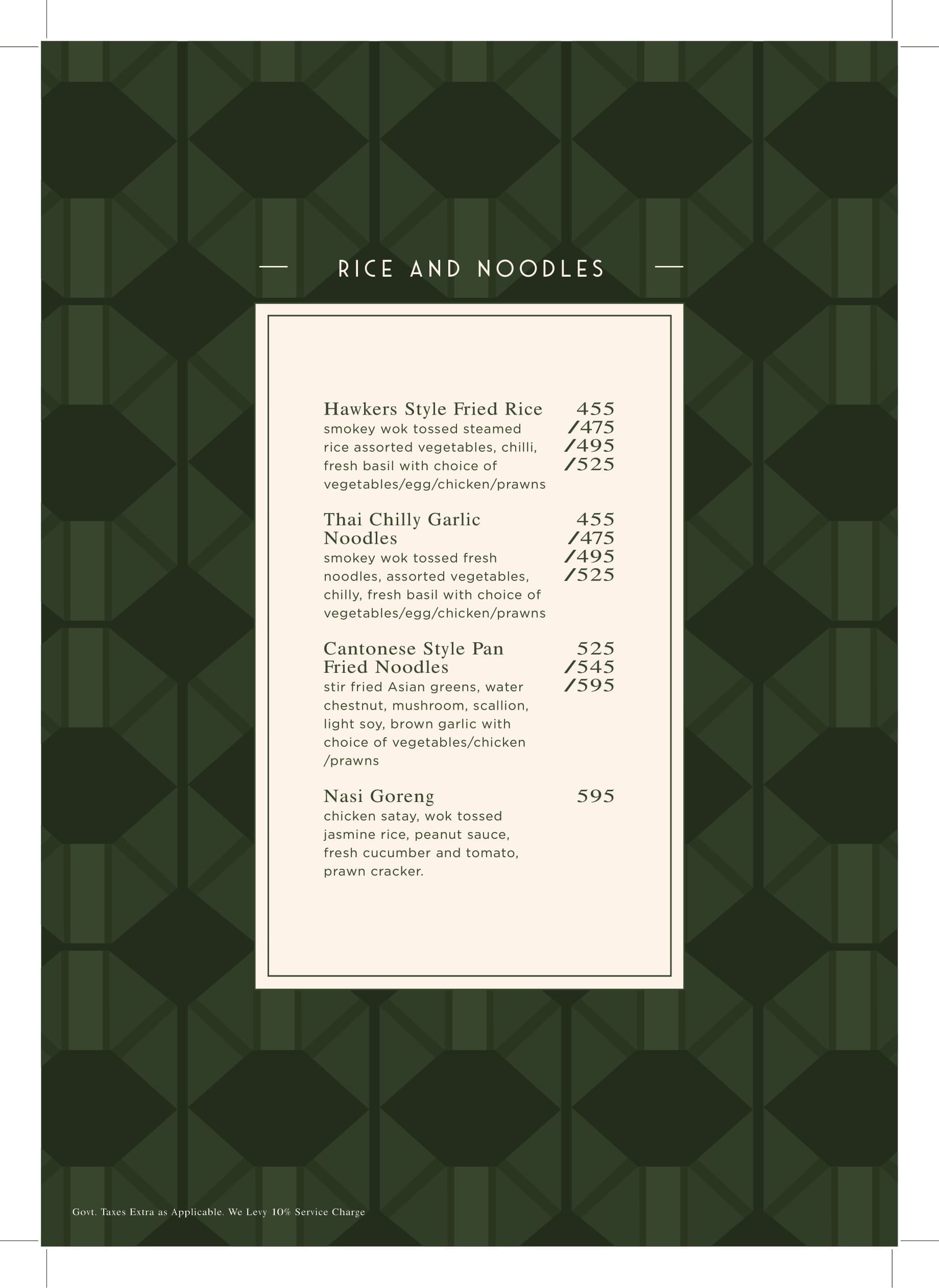 Menu of one8 Commune, Sector 94, Noida