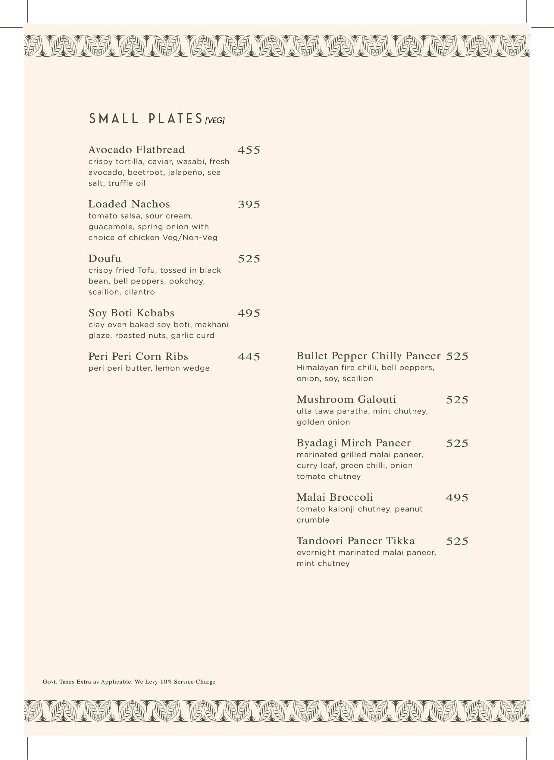 Menu of one8 Commune, Sector 94, Noida