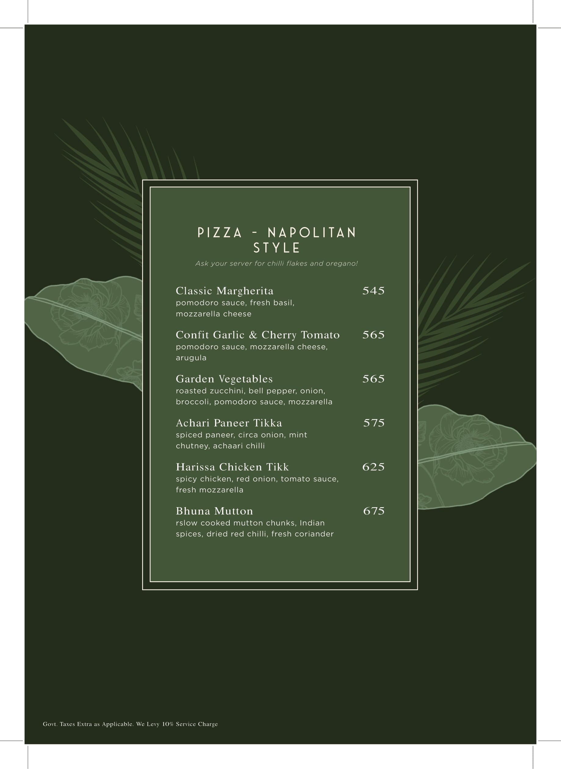 Menu of one8 Commune, Sector 94, Noida