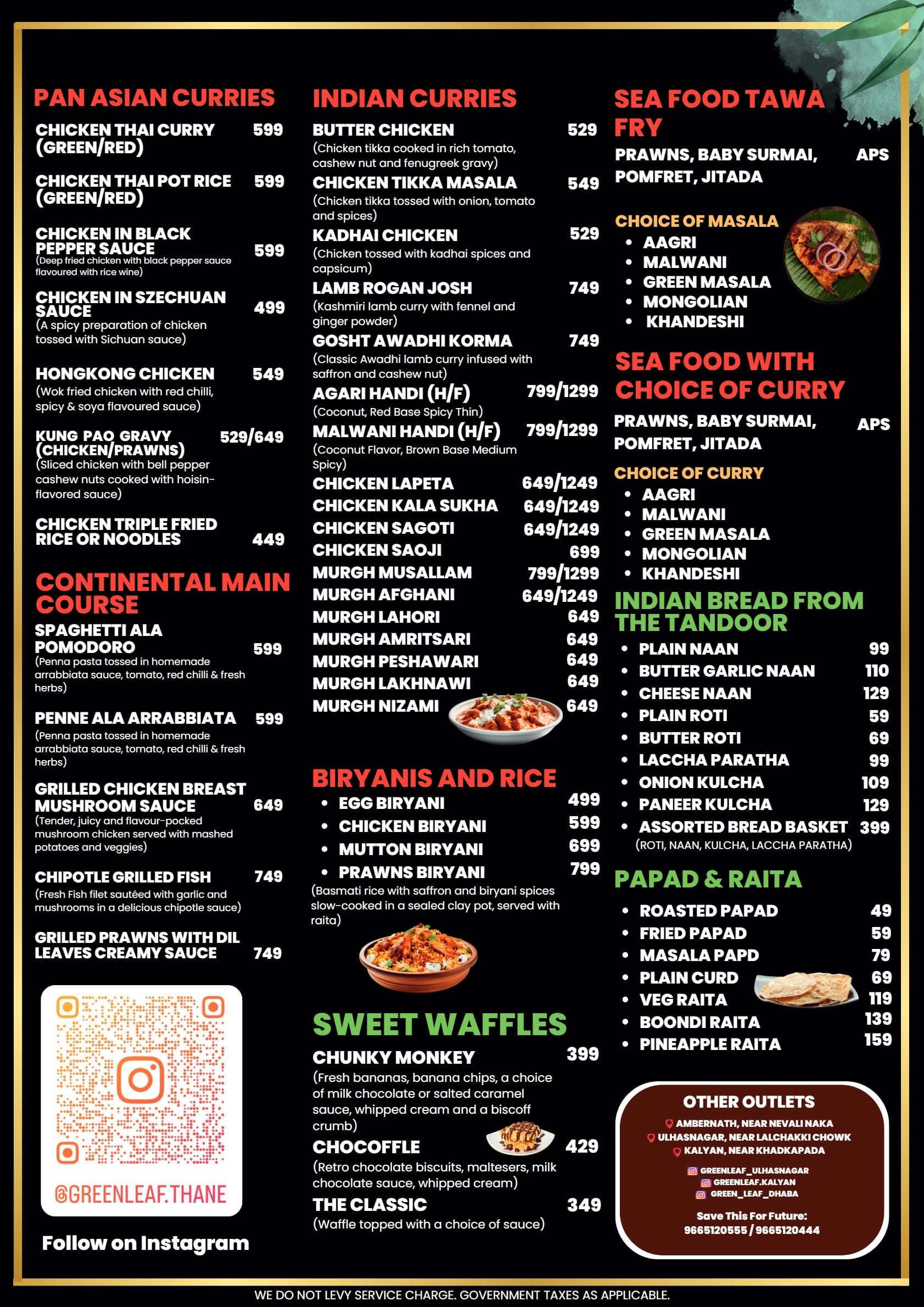 Menu of Green Leaf Restaurant & Lounge - Thane, Ghodbunder Road, Thane ...