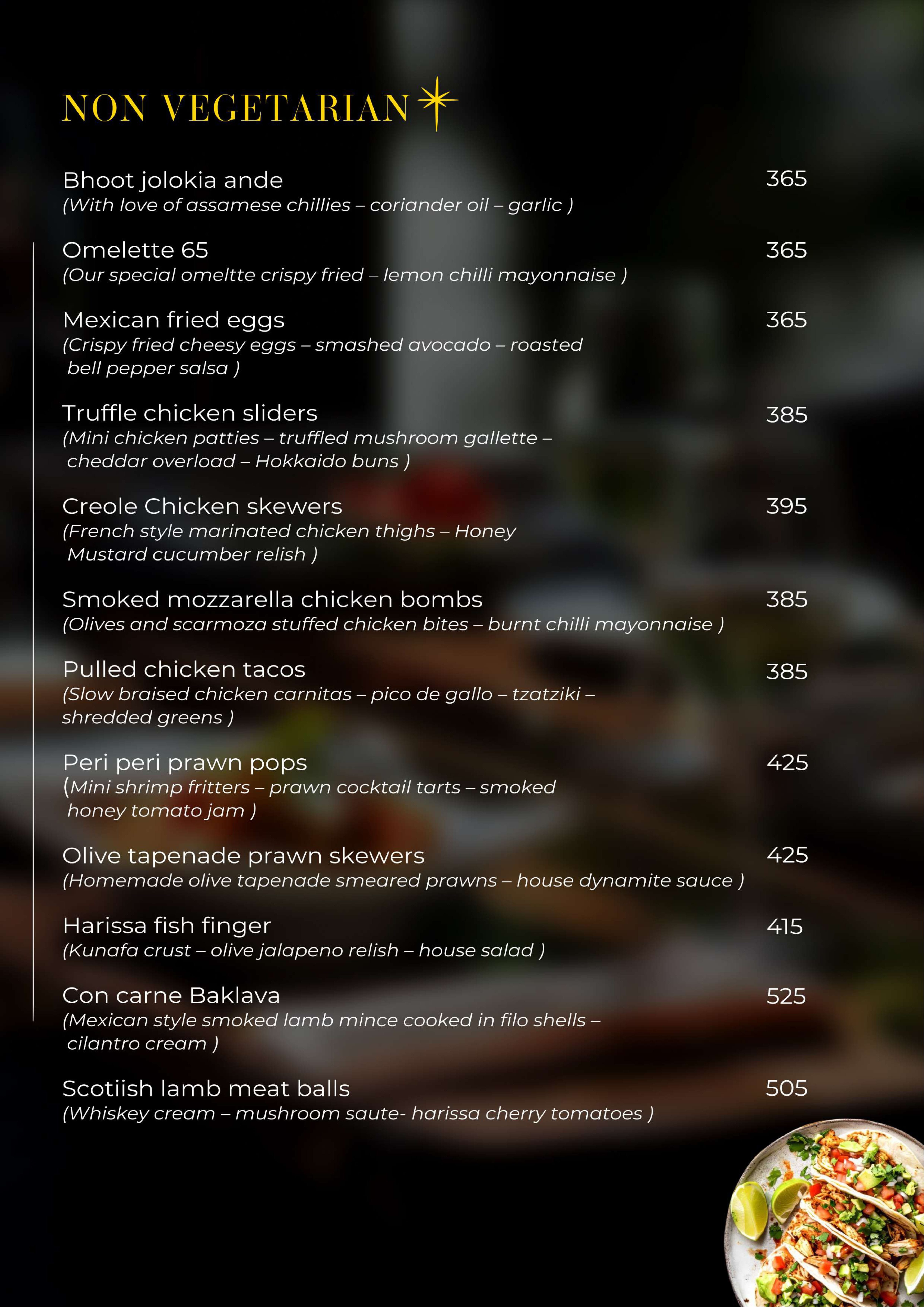 Menu of The Vibe, T. Nagar, Chennai