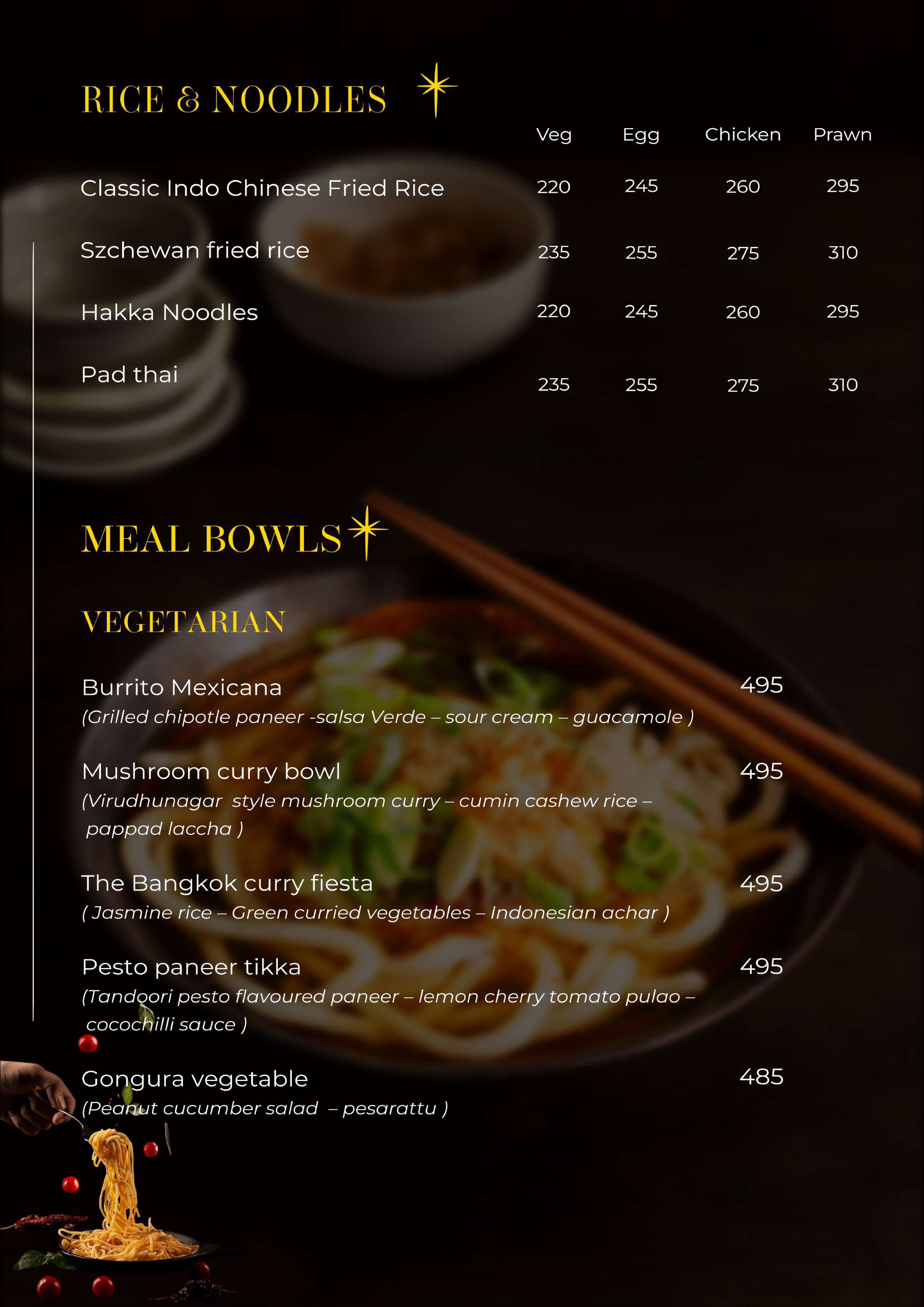 Menu of The Vibe, T. Nagar, Chennai