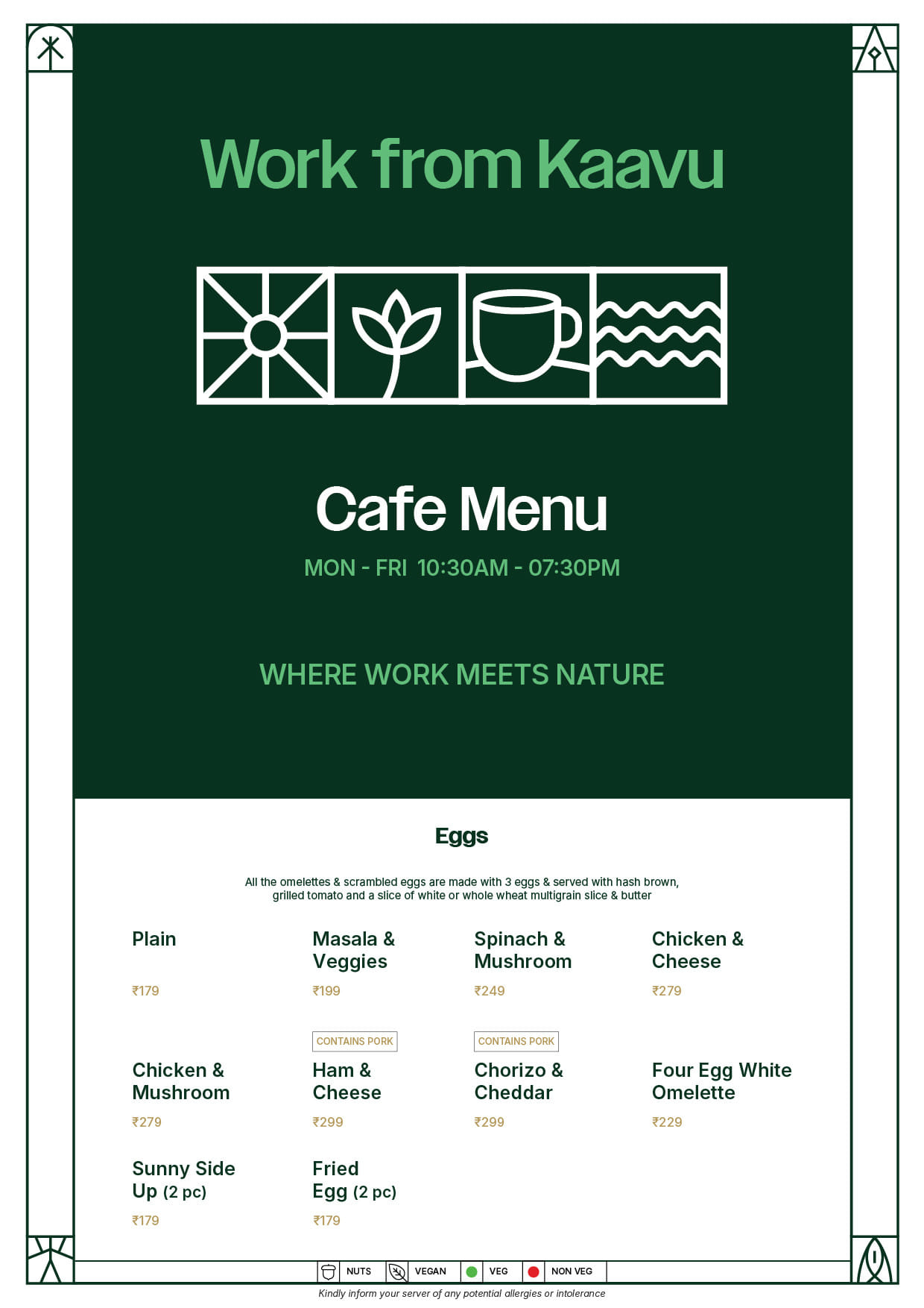 Menu of Kaavu, Brookefield, East Bengaluru