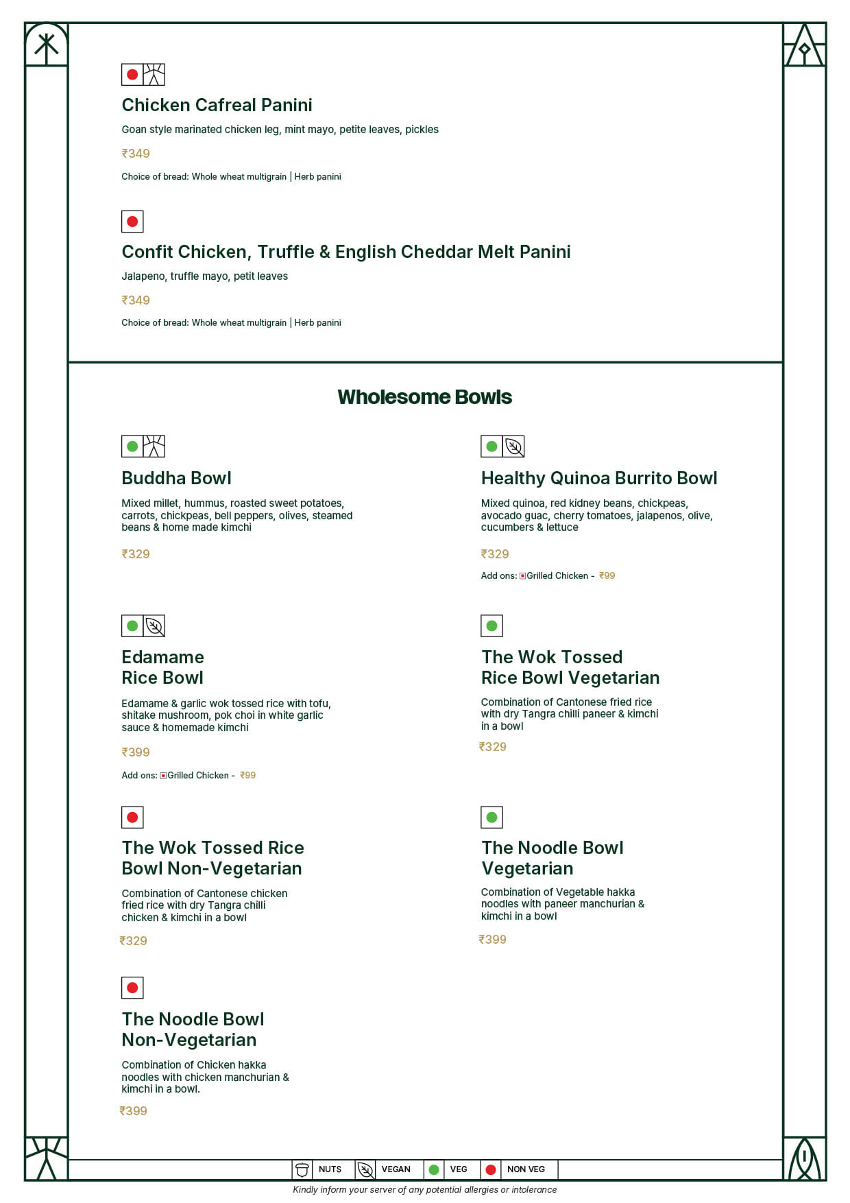 Menu of Kaavu, Brookefield, East Bengaluru