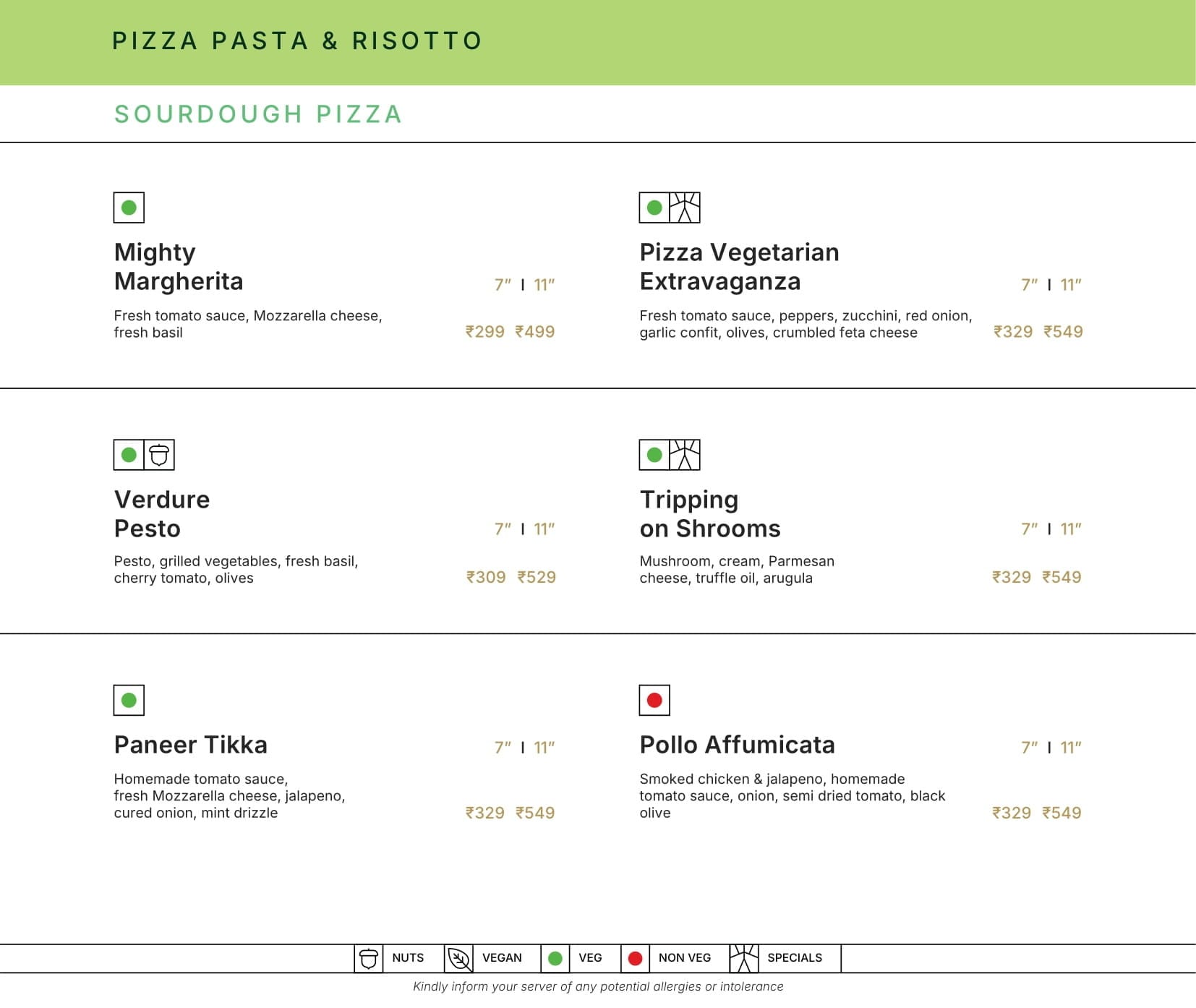 Menu of Kaavu, Brookefield, East Bengaluru