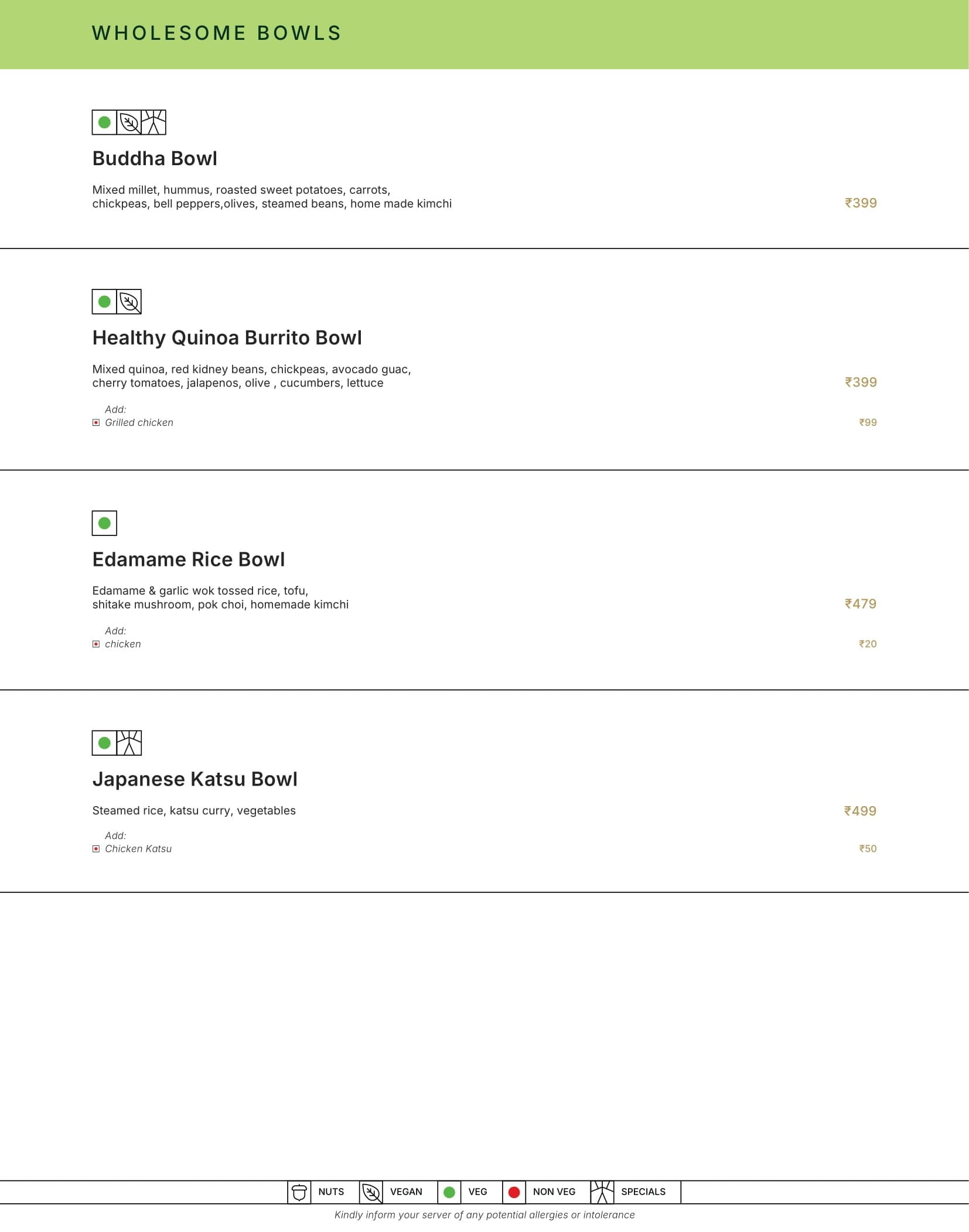 Menu of Kaavu, Brookefield, East Bengaluru