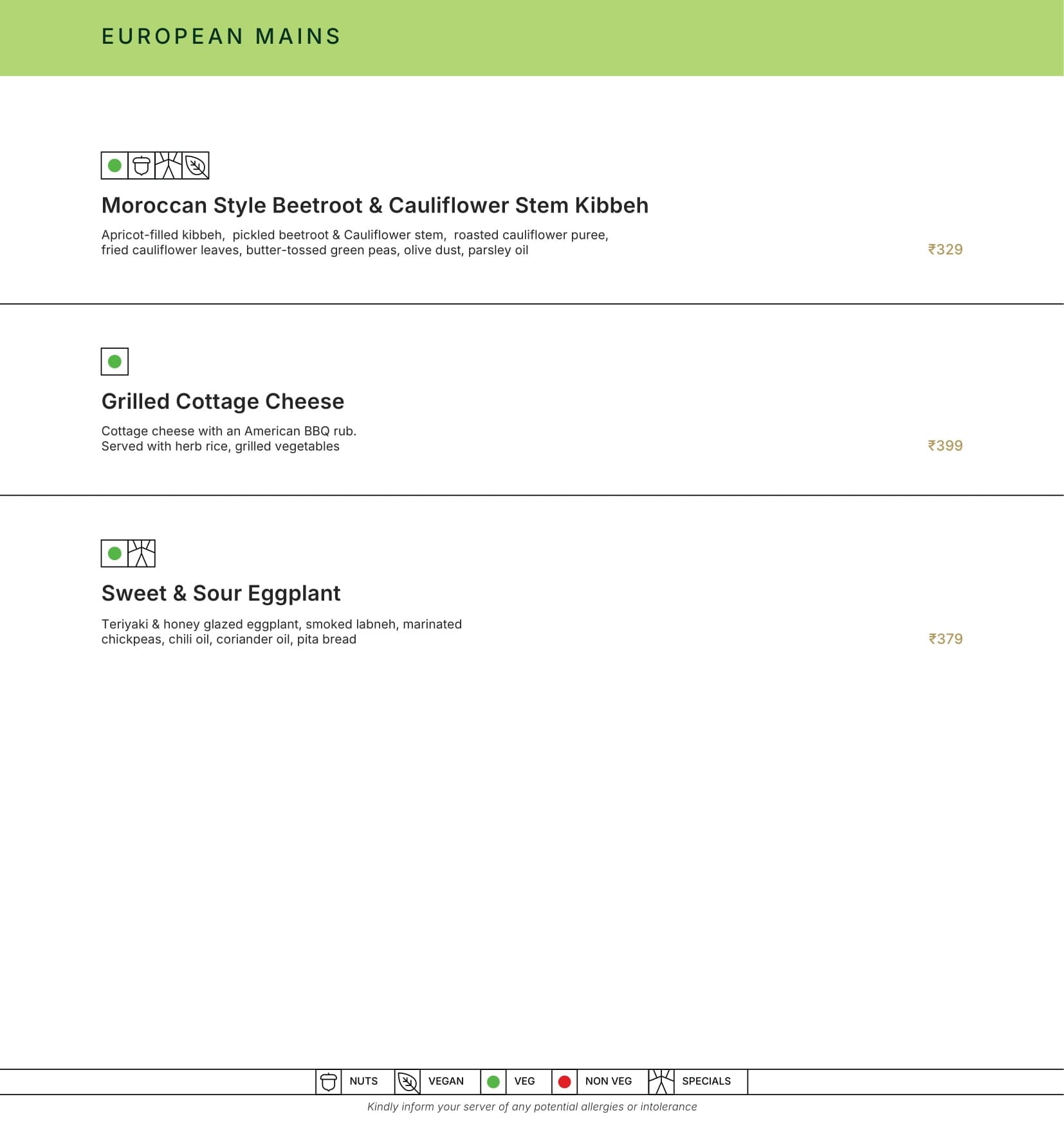 Menu of Kaavu, Brookefield, East Bengaluru