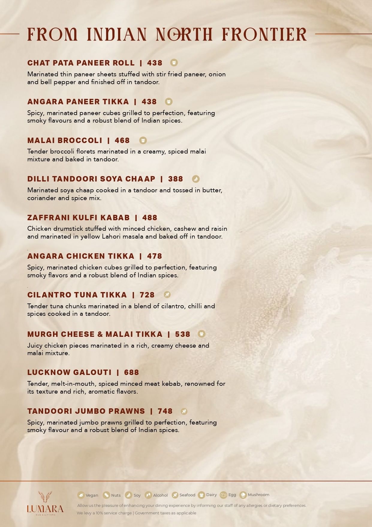 Menu of Lumara Bar & Kitchen, Old Madras Road, East Bengaluru