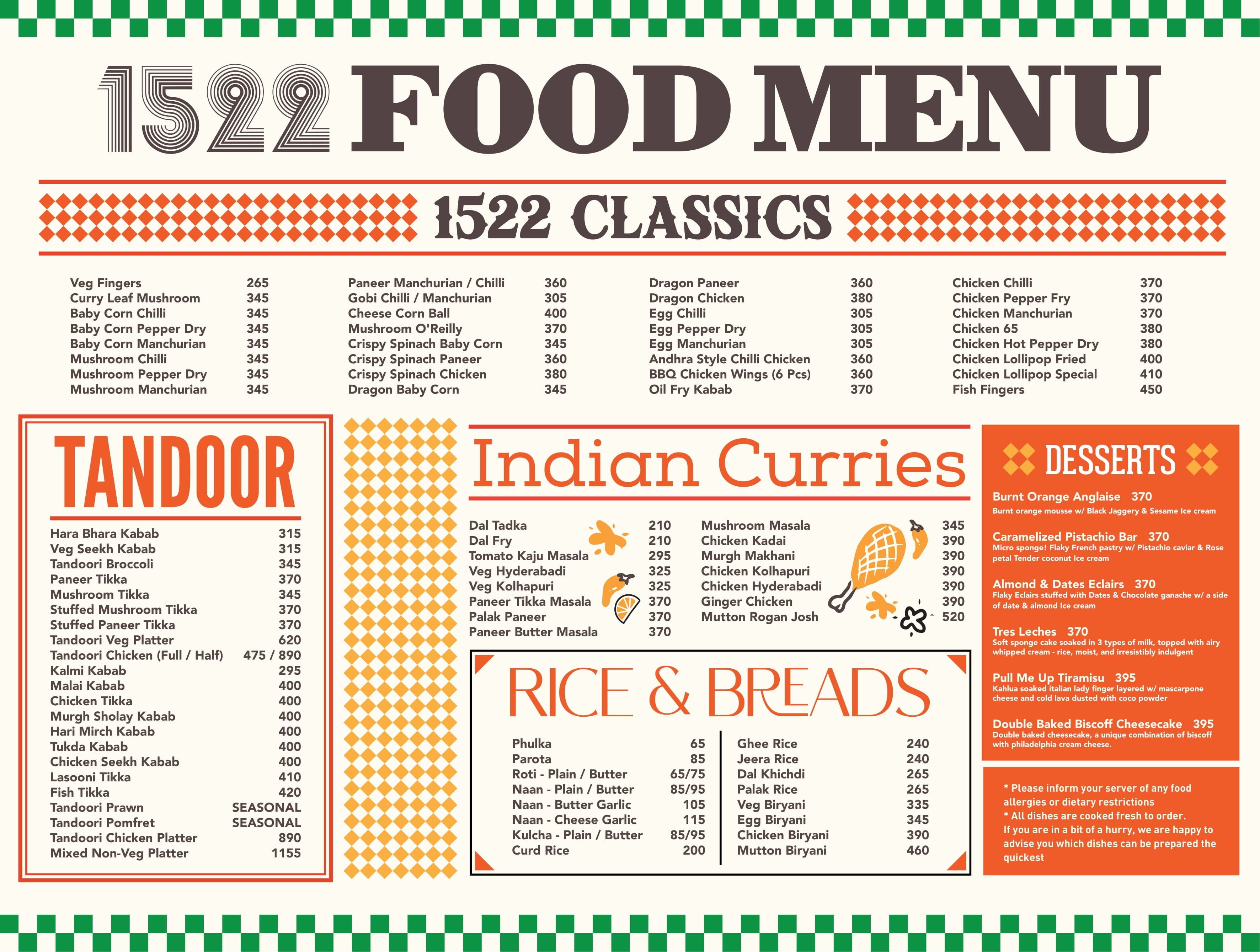 Menu of 1522 The Pub, Sahakara Nagar, North Bengaluru