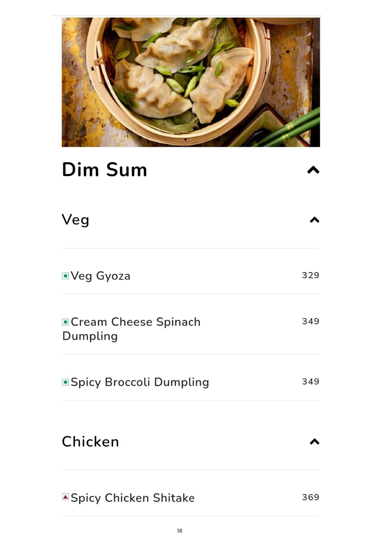 Menu of Pimlico, Kothrud, Pune