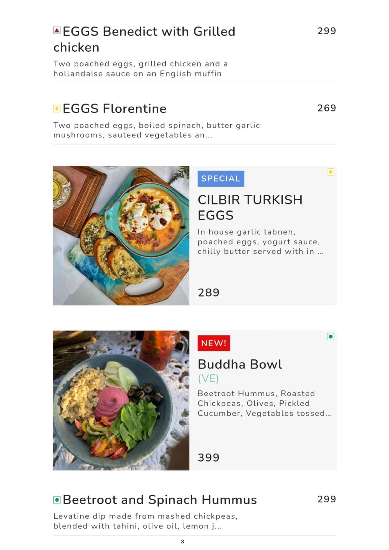 Menu of Pimlico, Kothrud, Pune