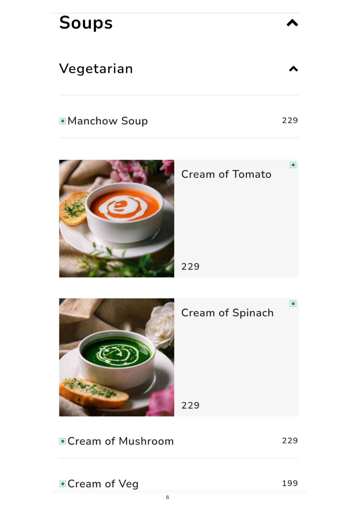 Menu of Pimlico, Kothrud, Pune