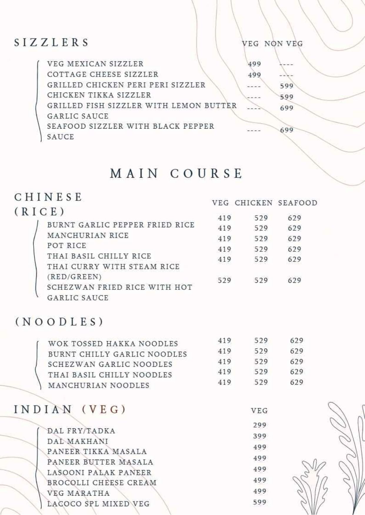 Menu of La Coco - Open Air Cafe, Owale, Thane Region