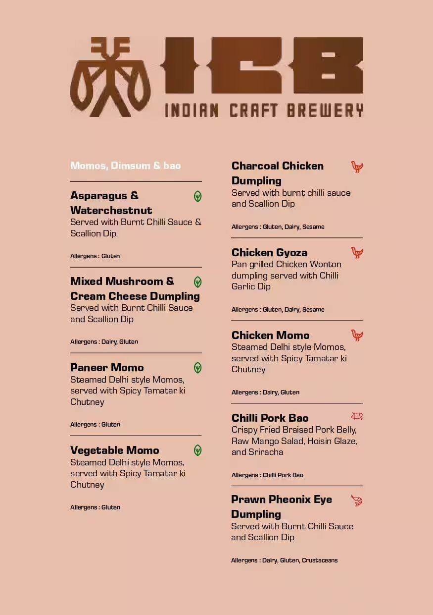 Menu of ICB Indian Craft Brewery, Manyata Tech Park, Nagawara