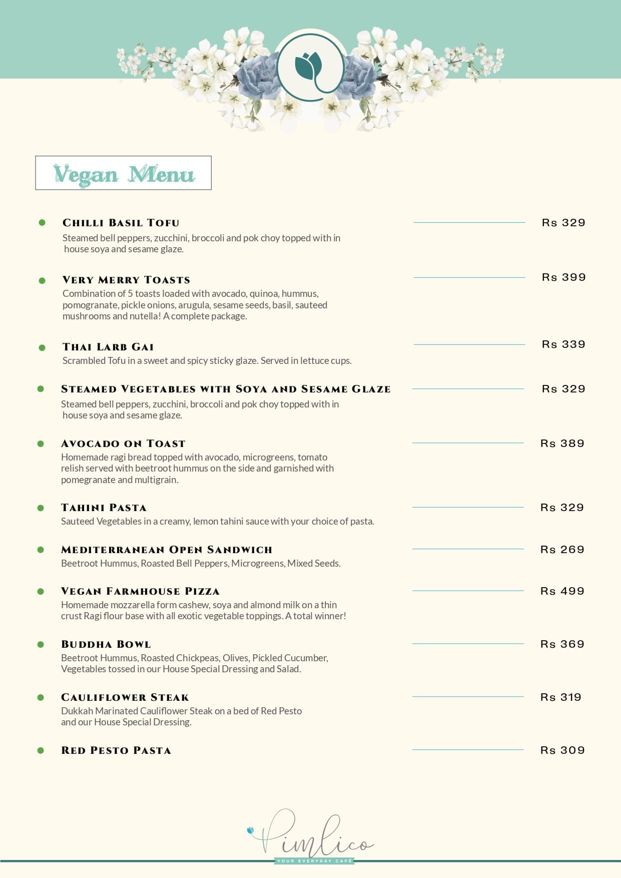 Menu of Pimlico, Koregaon Park, Pune