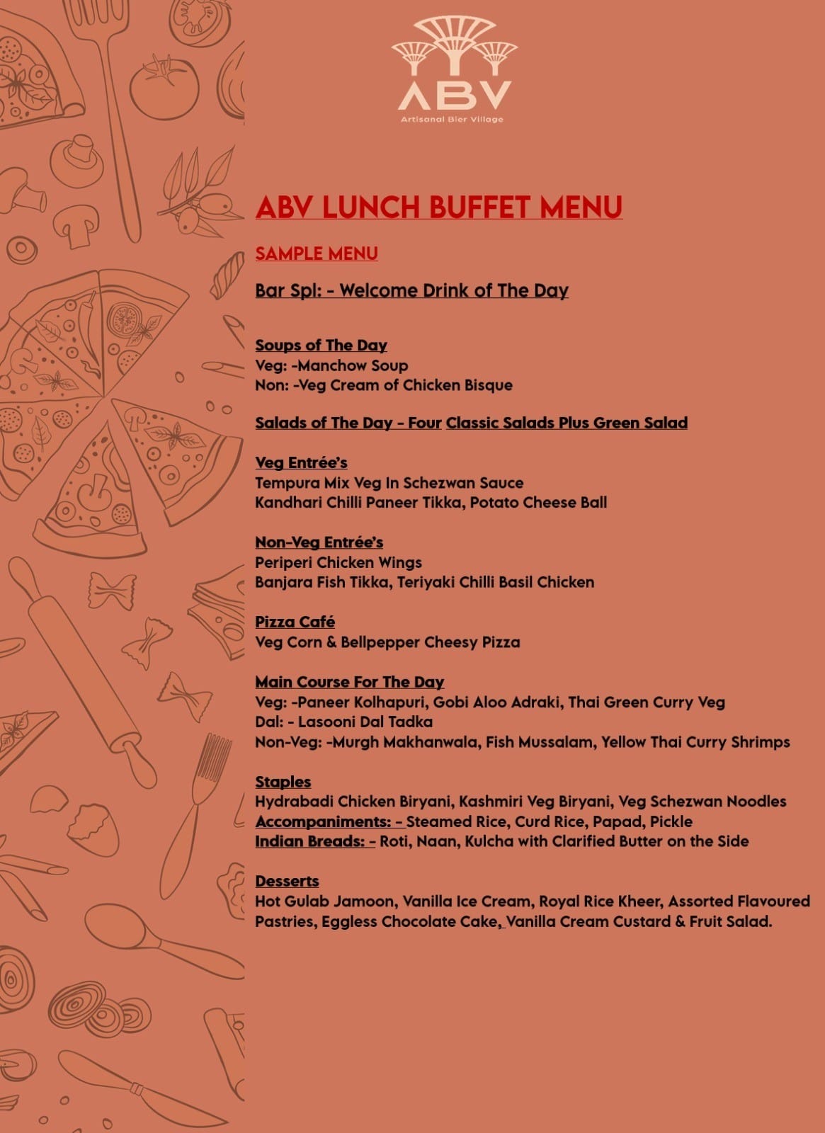 Menu of ABV- Artisanal Bier Village, Whitefield, East Bengaluru