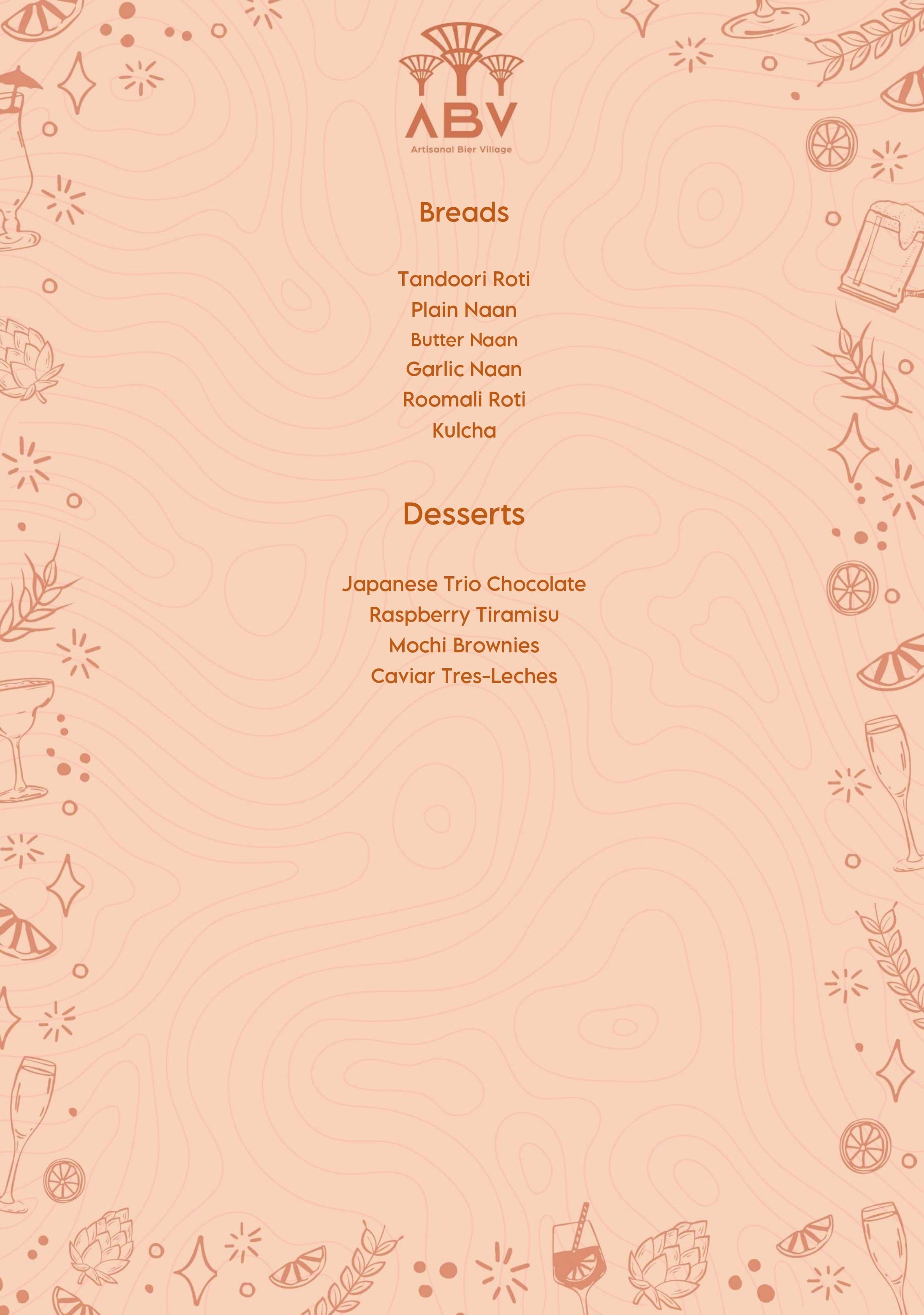 Menu of ABV- Artisanal Bier Village, Whitefield, East Bengaluru